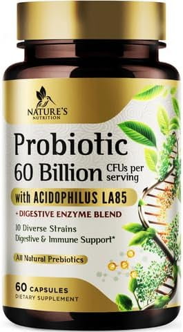 Probiotics 60 Billion CFU - 10 Probiotic Strains, Prebiotics ...