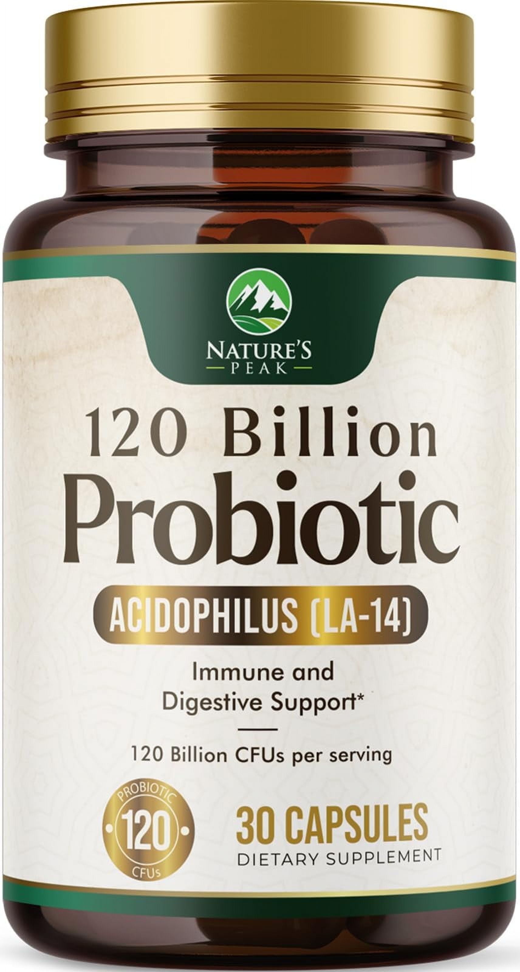 Nature's Peak Probiotics for Digestive Health, 120 Billion CFU ...