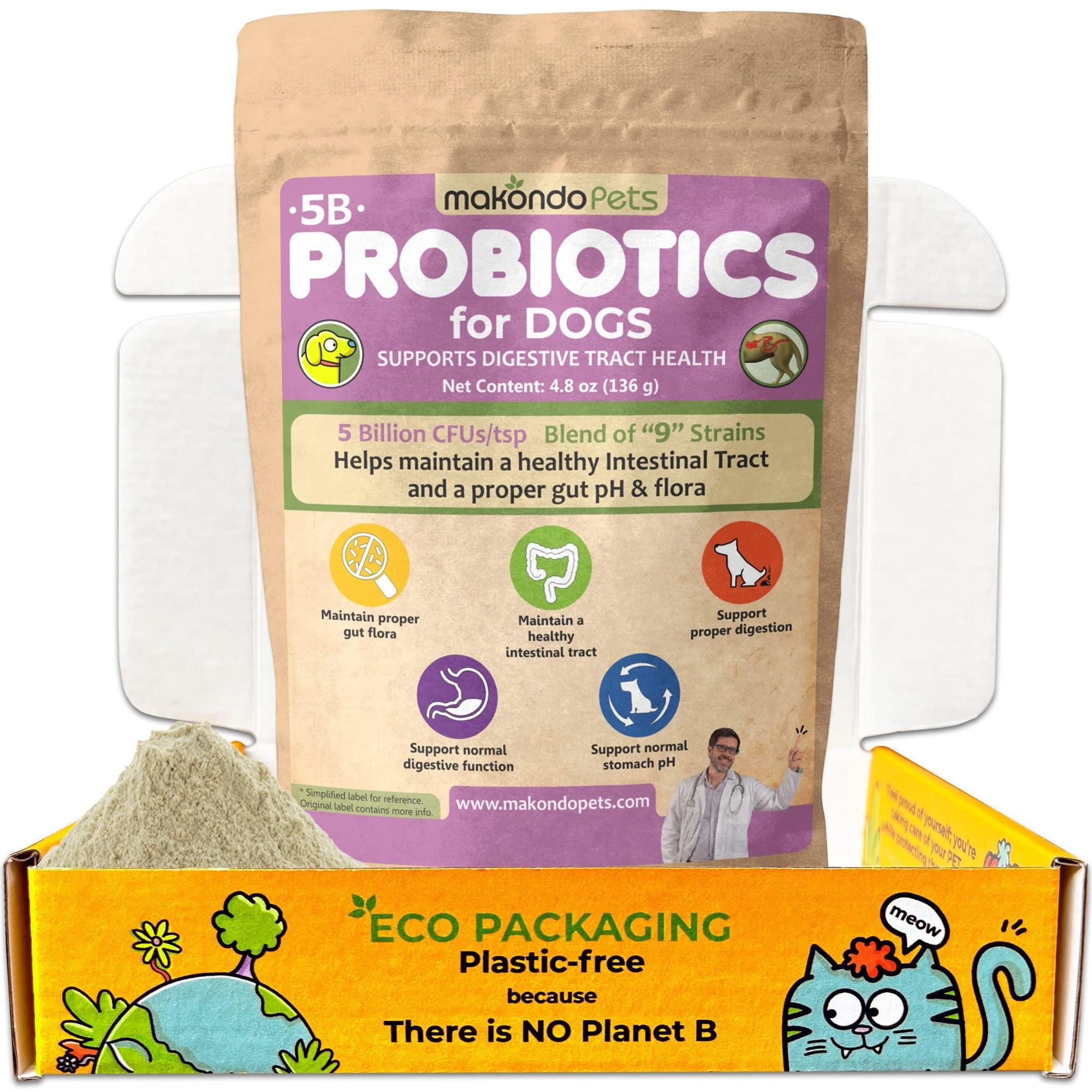 Probiotics for Dogs Puppies Extra Strength 9 Species 5 Billion CFU per ...
