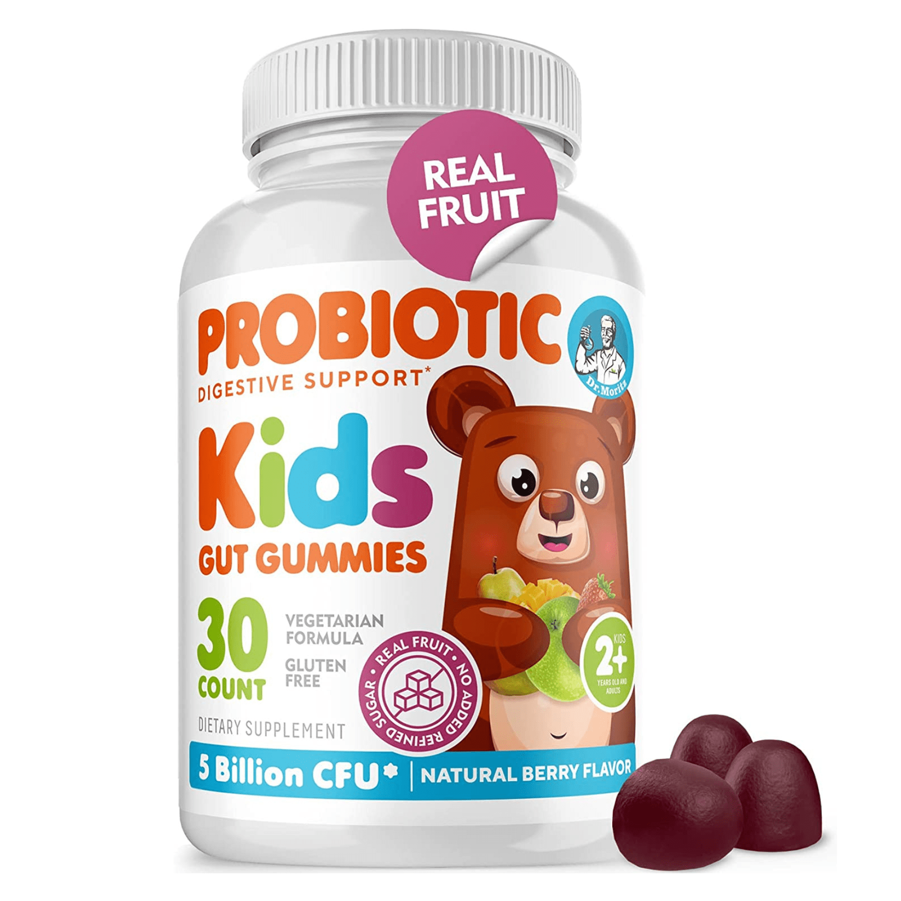 Probiotics for Kids - Berry Flavor Probiotic Gummies - Sugar Free, 2.5 Billion CFU Chewable ...