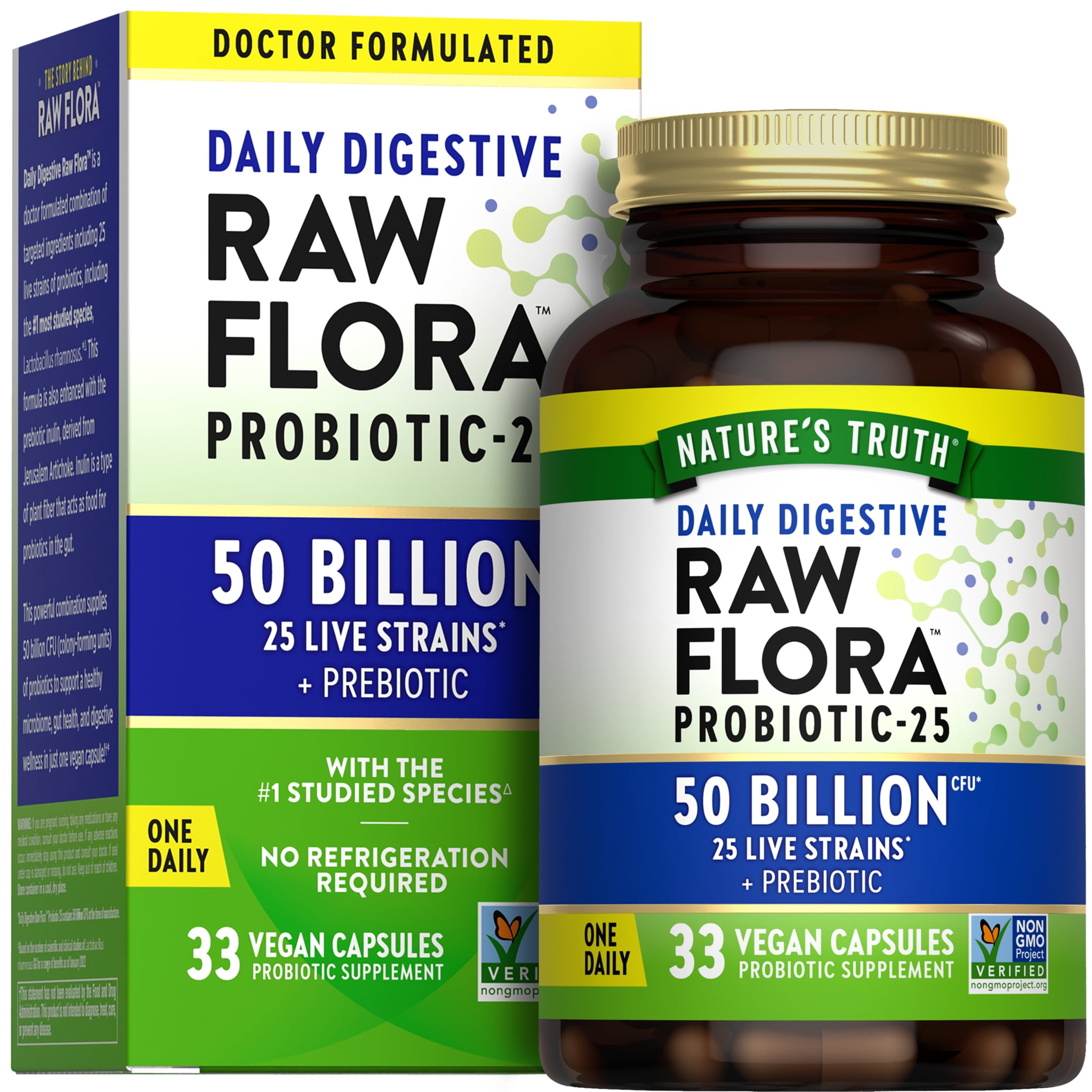 Probiotics with Prebiotics | 50 Billion CFU | 33 Capsules | For Men and ...