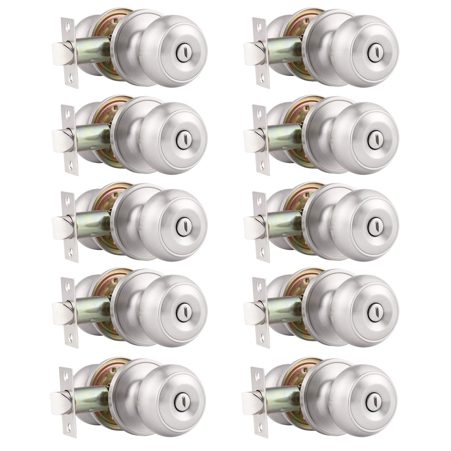 Probrico 10 Pack Round Privacy Door Knob(Thumb Turn Lock on The Inside ...