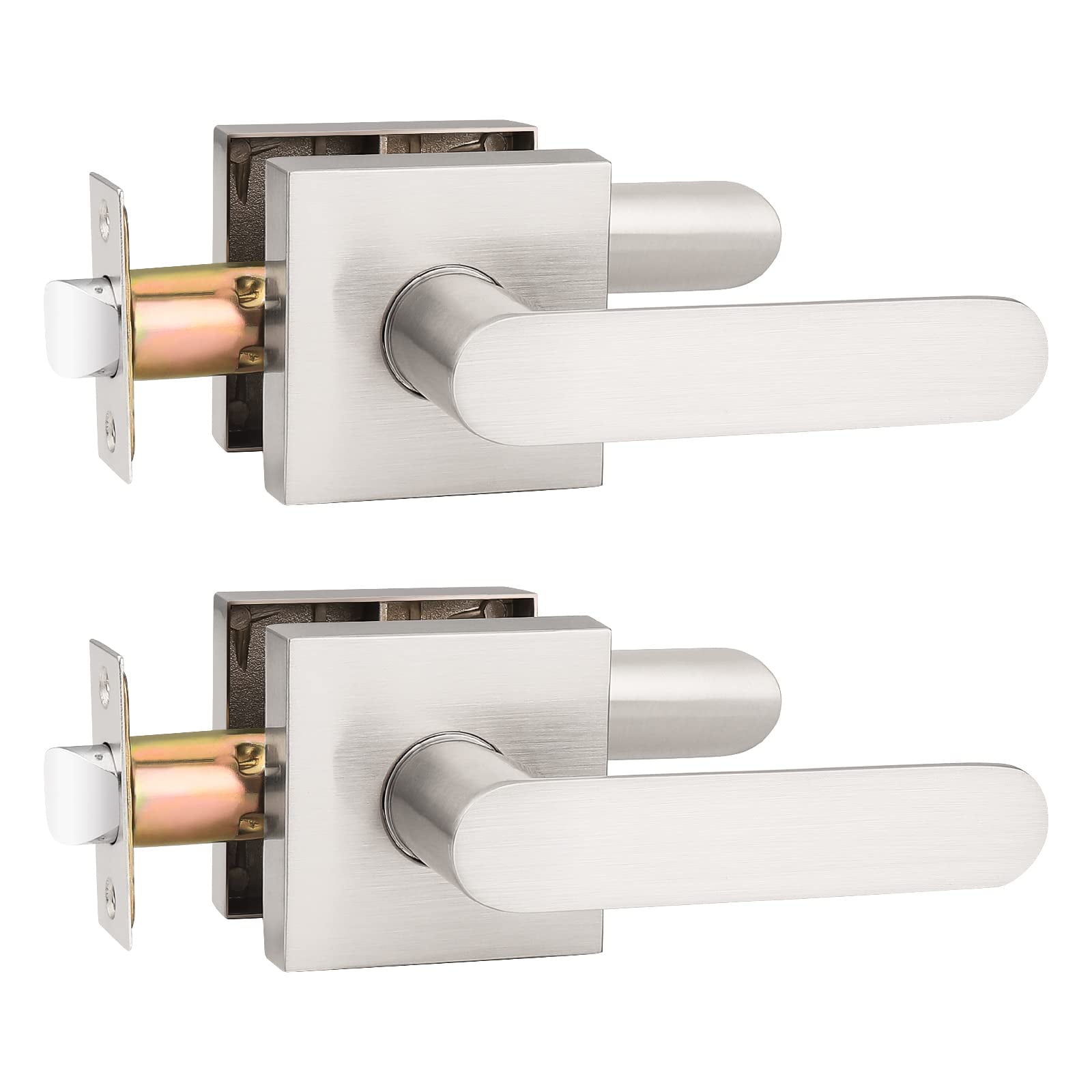 Probrico 2 Pack Brushed Nickel Passage Door Levers for Closets and ...