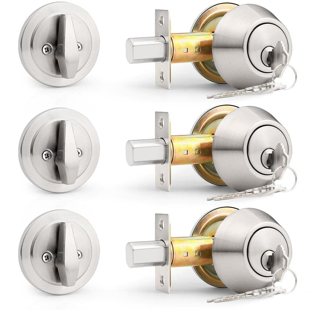Probrico (3 Pack) Keyed Alike (Combo Packs) Single Cylinder Deadbolts ...