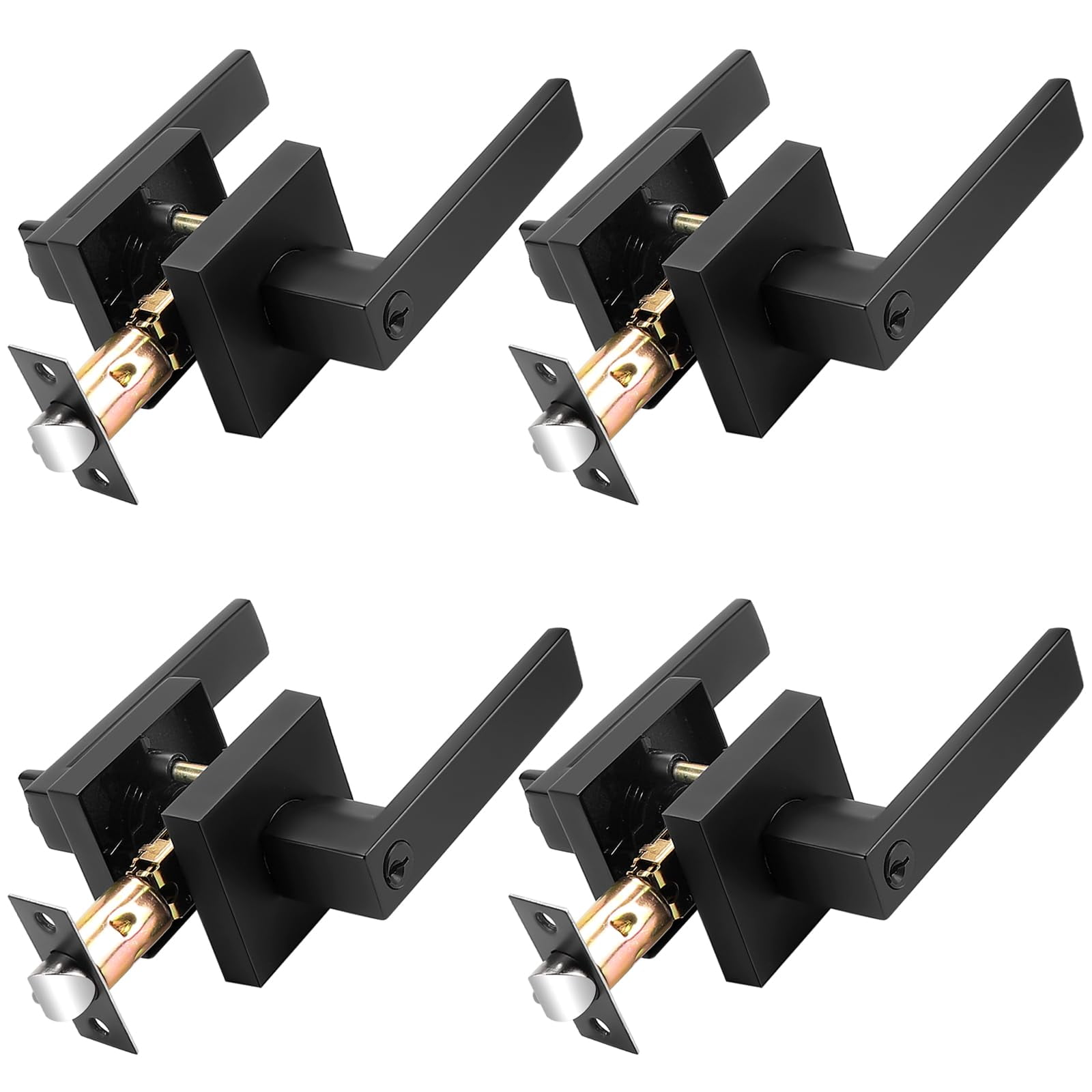 Probrico 4 Pack- Black Door Entry Levers Combo Pack,Keyed Alike Door ...