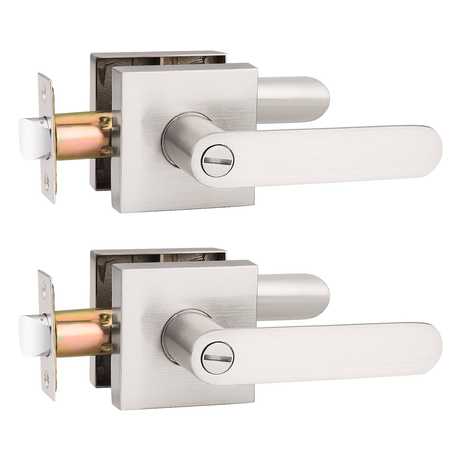 Knobelite 5 Pack Brushed Nickel Privacy Door Knobs for Bedroom, Moden ...