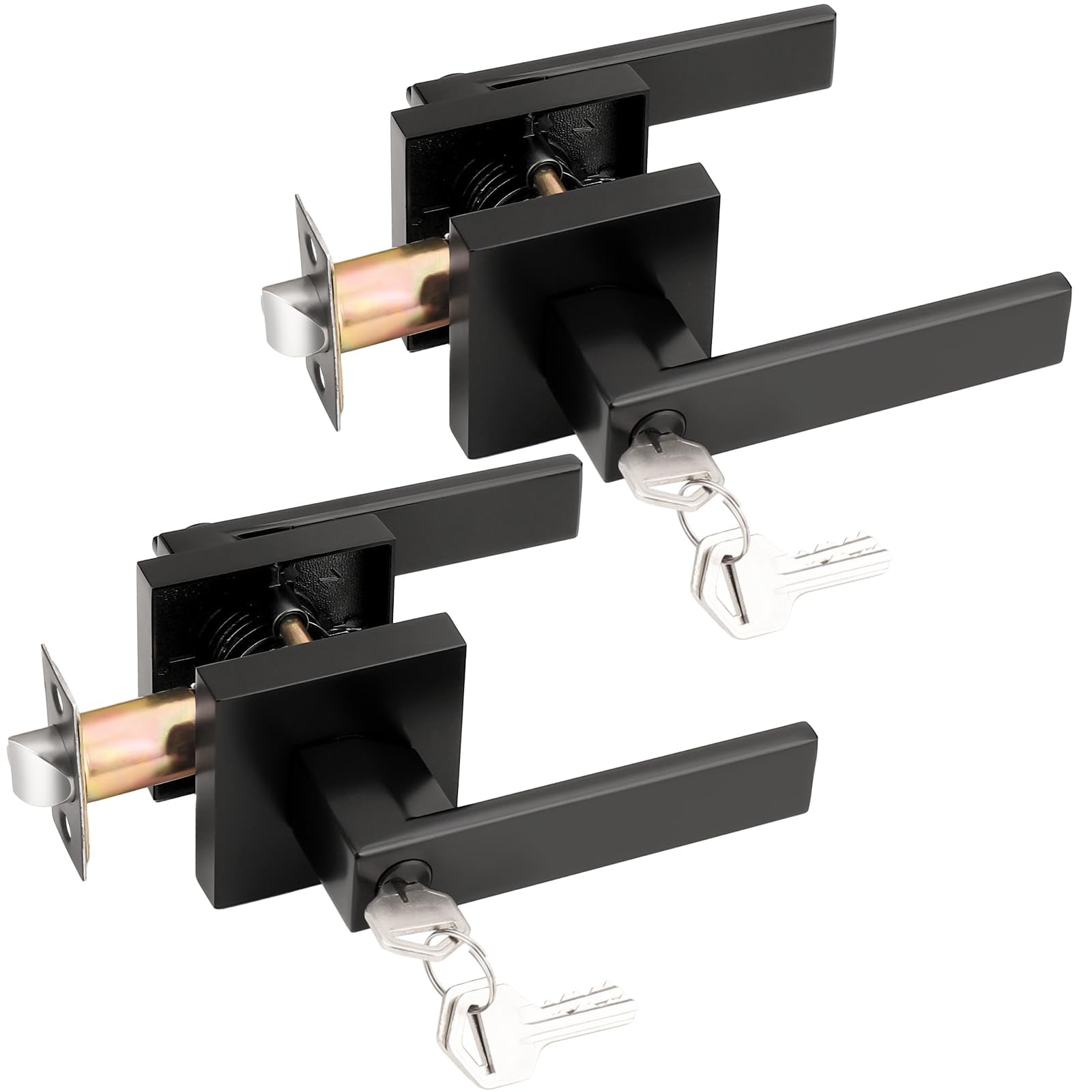 Probrico Entry Door Levers Matte Black with Different Keys, Heavy Duty ...