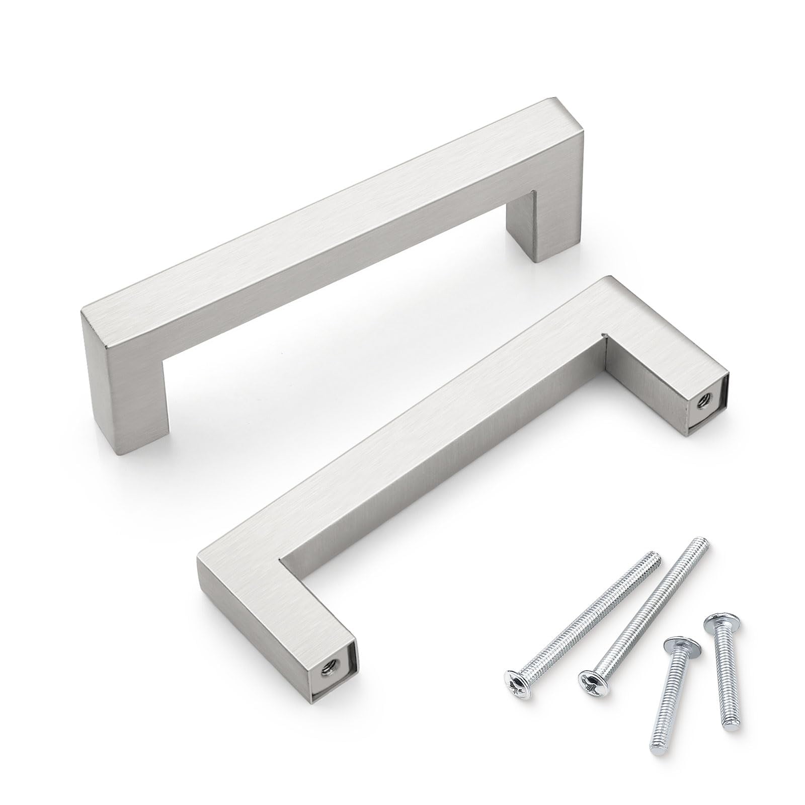 Probrico Modern Cabinet Pulls Brushed Nickel Cabinet Handles Drawer Pulls, 3-3/4 Inch Stainless ...