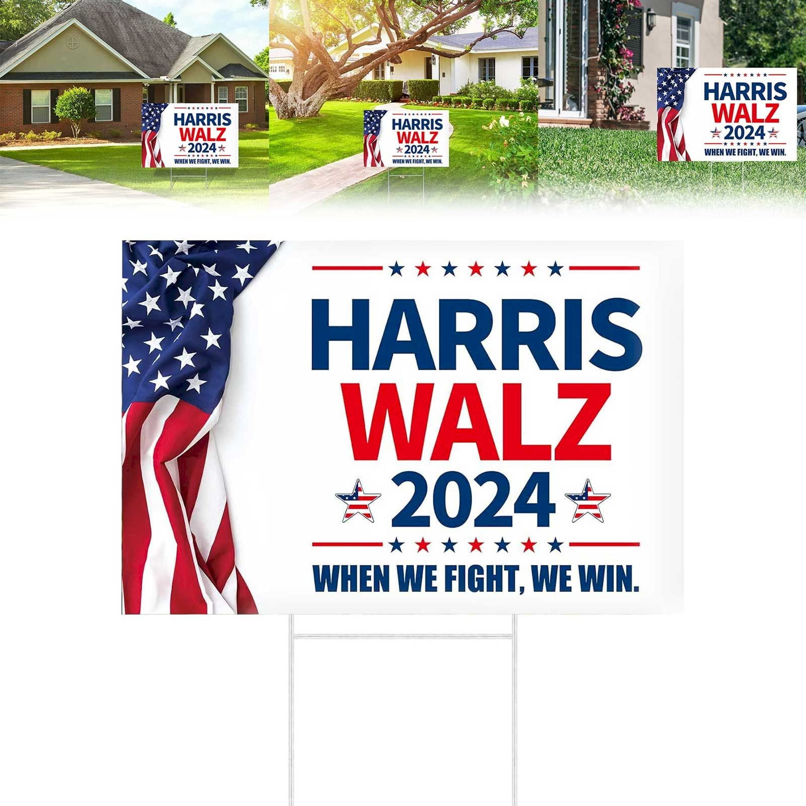 Probsin Walz 2024 Yard Sign Double 18" X 12" When We Fight We Win ...