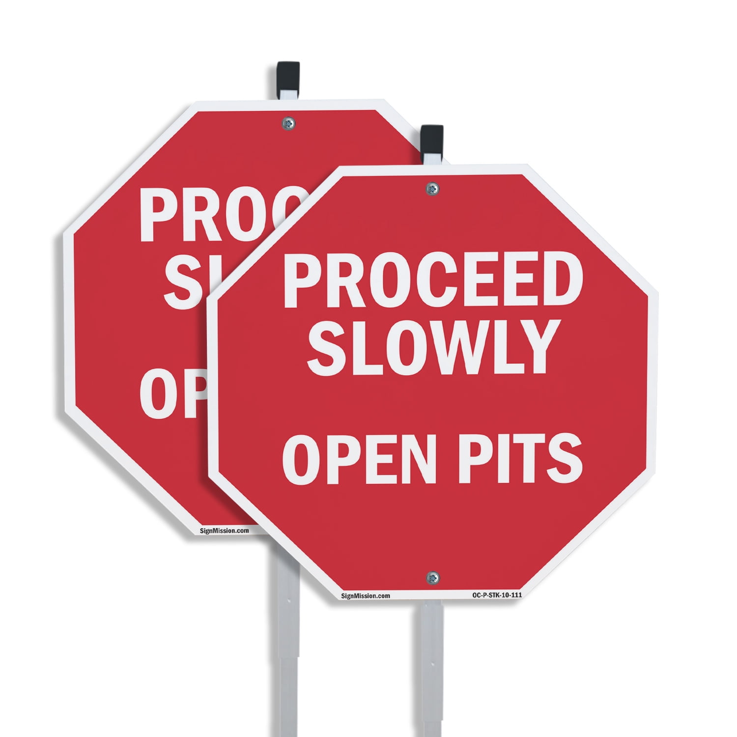 Proceed Slowly Open Pits (2 Pack) 10 inch X 10 inch Octagon Aluminum ...