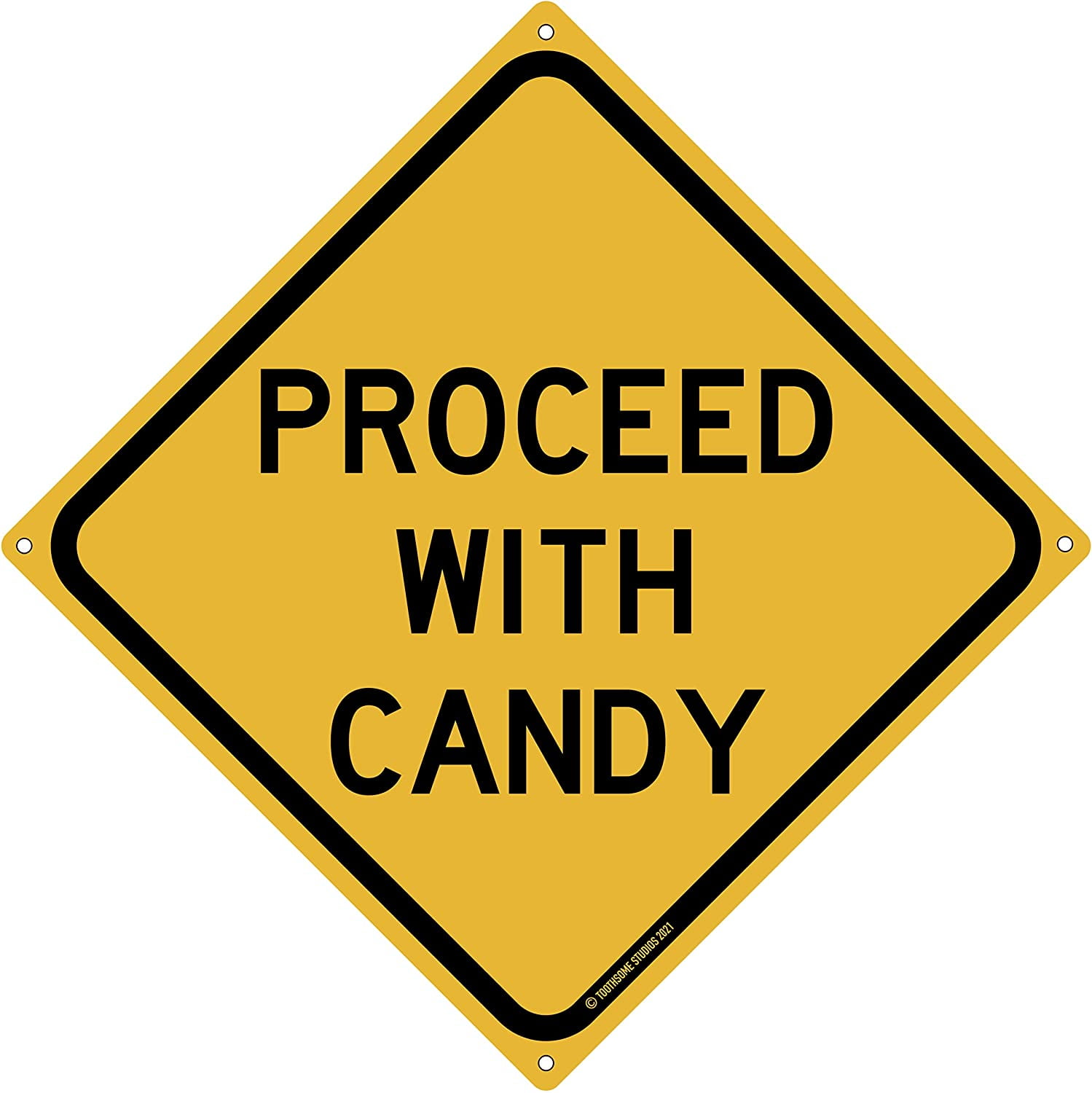Proceed With Candy 12" x 12" Funny Tin Road Sign Halloween Accessory ...