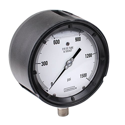 Process Gauge, 4.5" 316SS Internals, 5000 psi, 1/2 NPT Male Bottom Conn ...