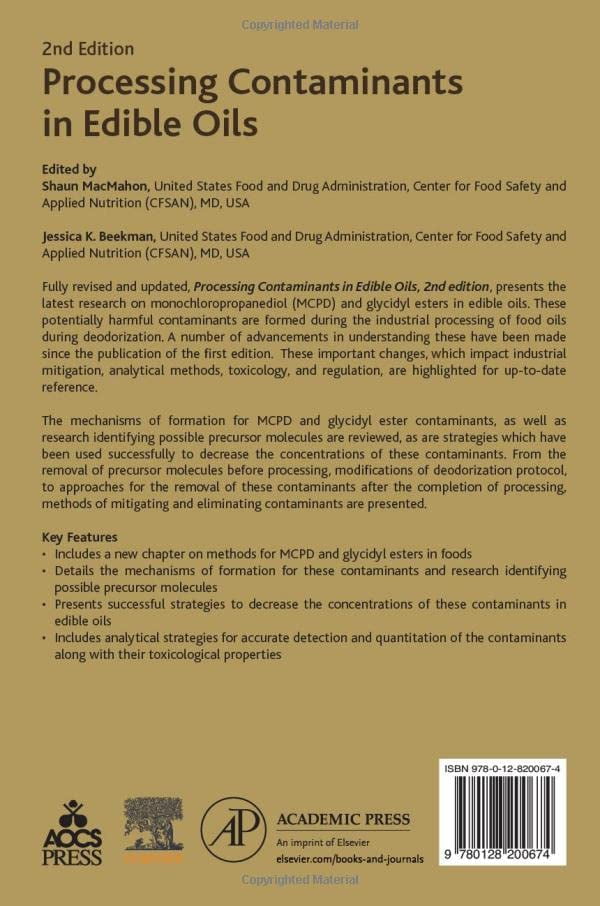 Pre-Owned Processing Contaminants in Edible Oils: MCPD and Glycidyl ...