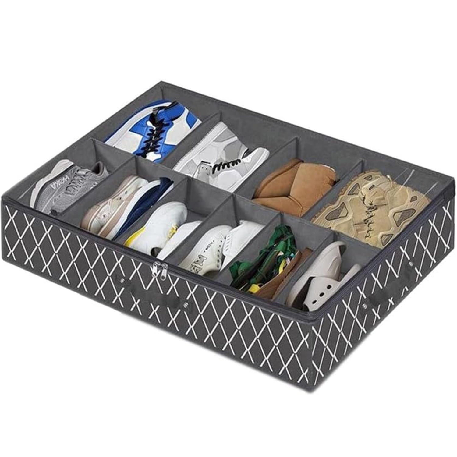 Prociv Under Bed Shoe Organizer, Fits 12 Pairs, Adjustable Dividers ...