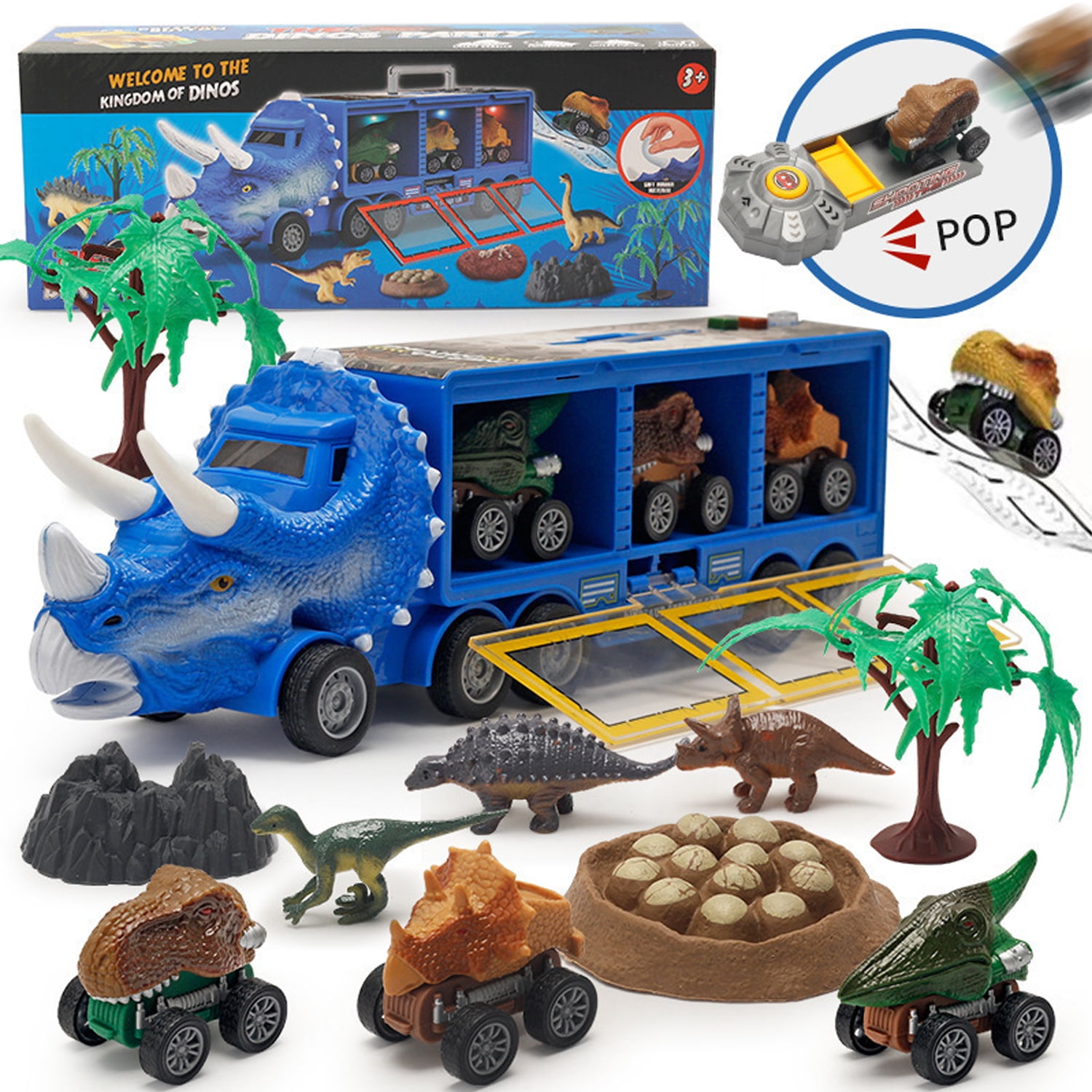 Prociv Dinosaur Toys for Kids 3-5 - Dinosaur Truck Toy Vehicle with ...