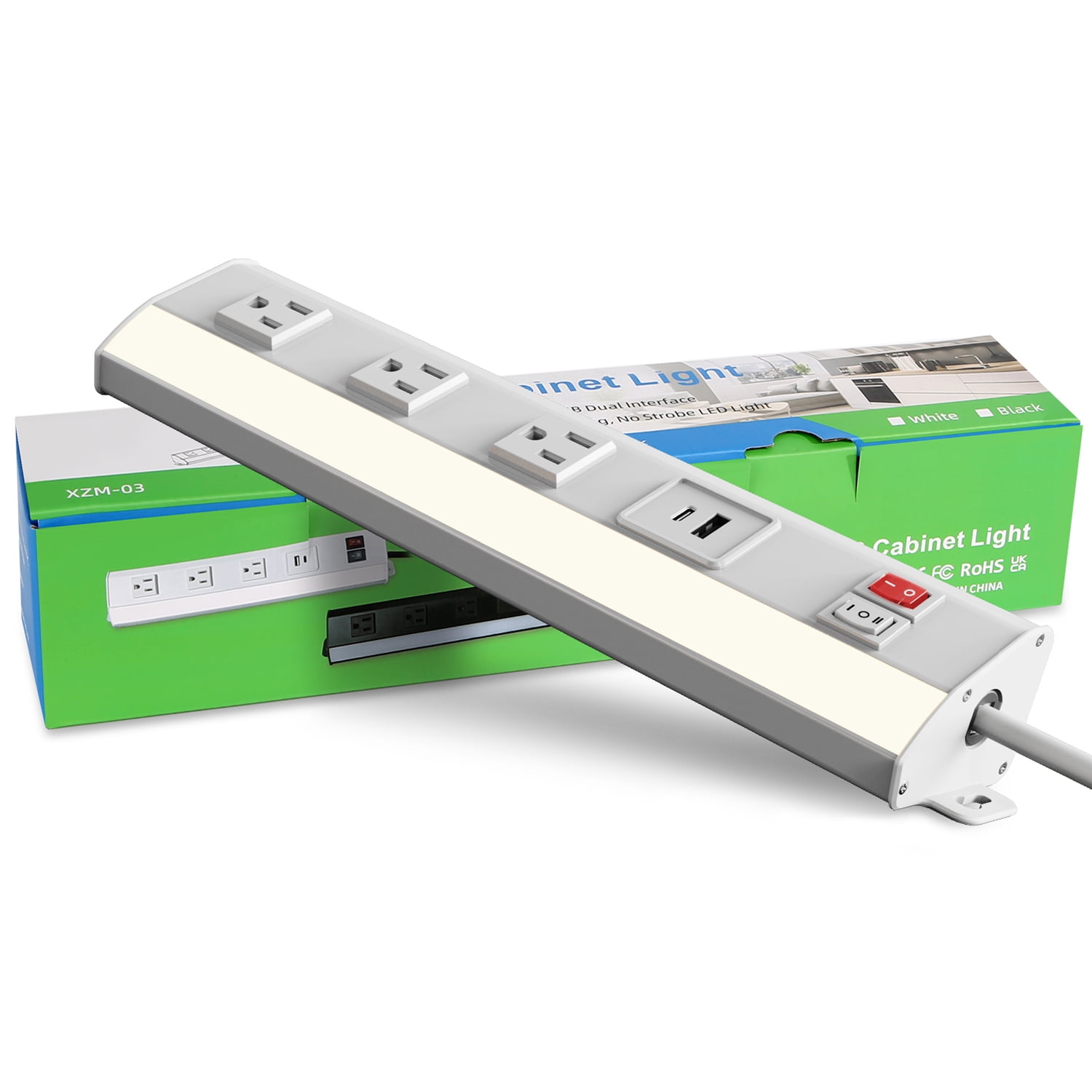 Prociv Power Strip USB C Pots Flat Plug,Surge Protector with LED Light ...