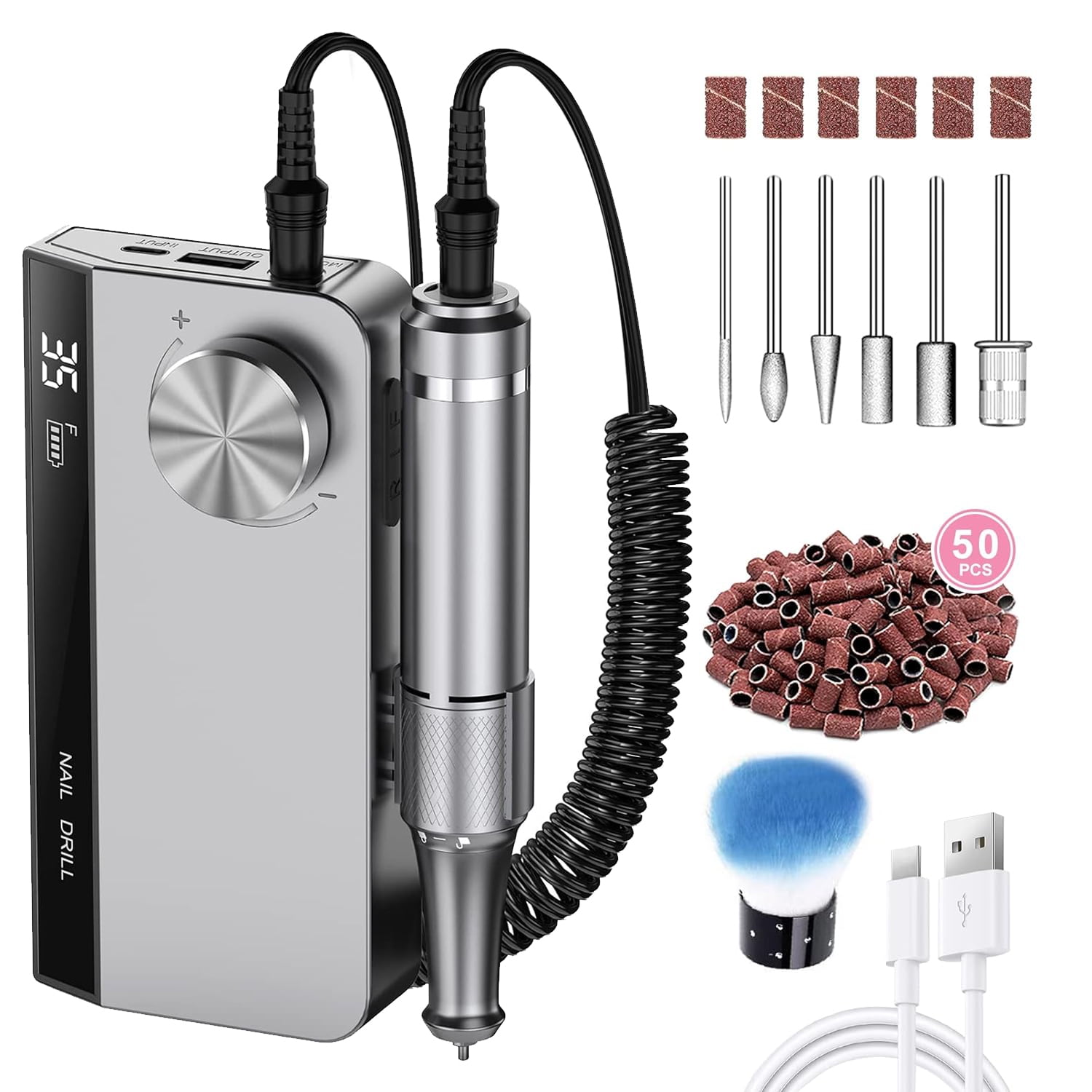 Prociv Professional Nail Drill Machine,Electric Acrylic Gel Nails Kit ...