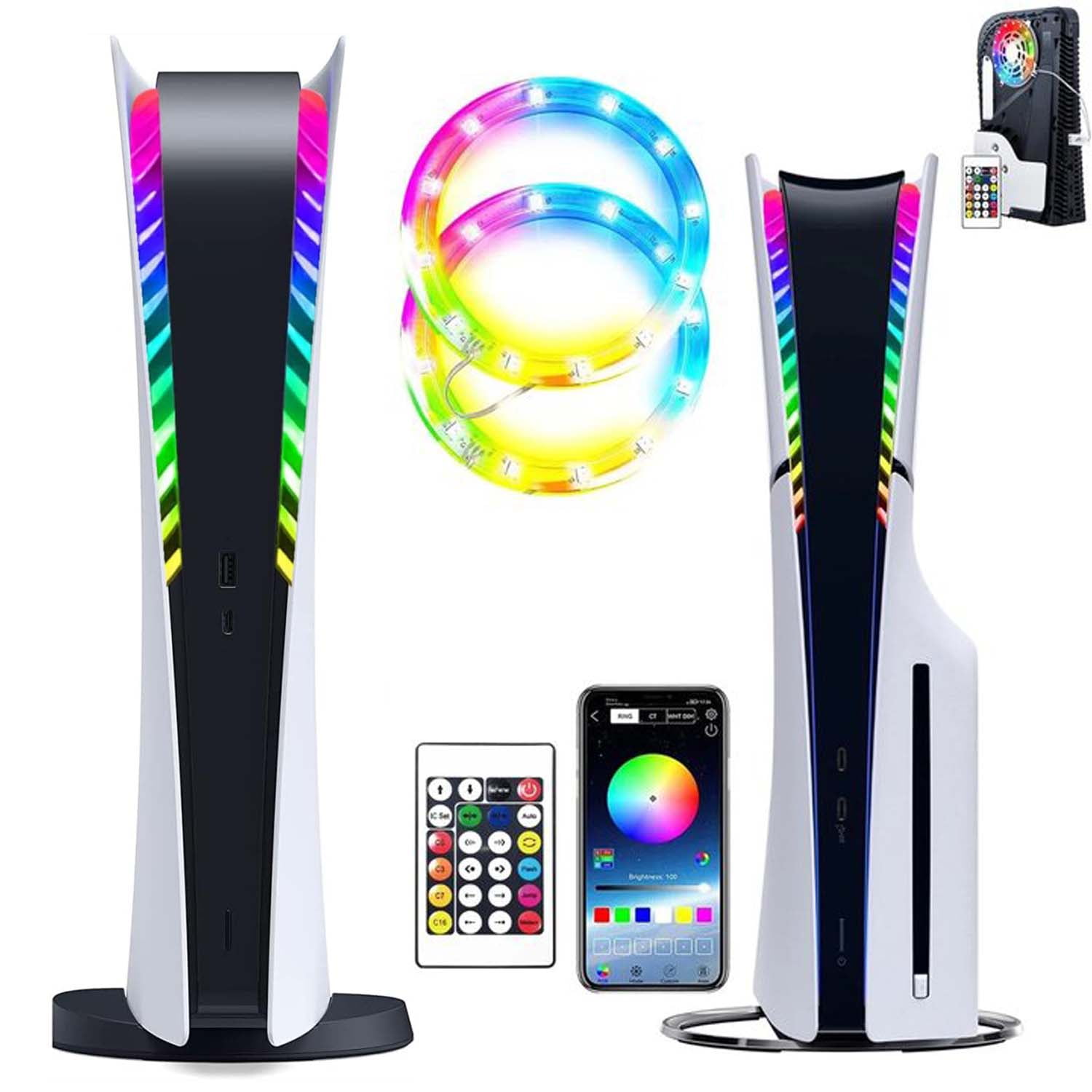 Prociv RGB LED Light Strip for PS5/PS5 Slim Console, 8 Colors 400 ...