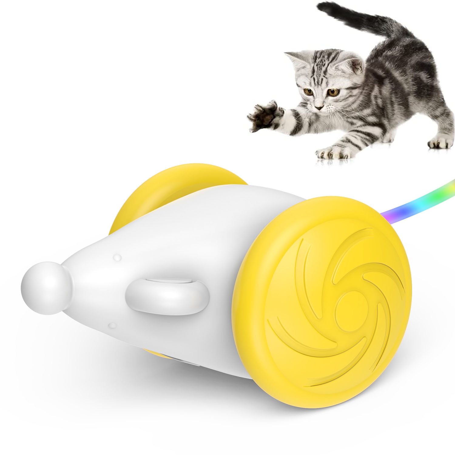 Prociv Smart Electric Mouse Cat Toys,Automatic Cat Toy with LED Lights ...