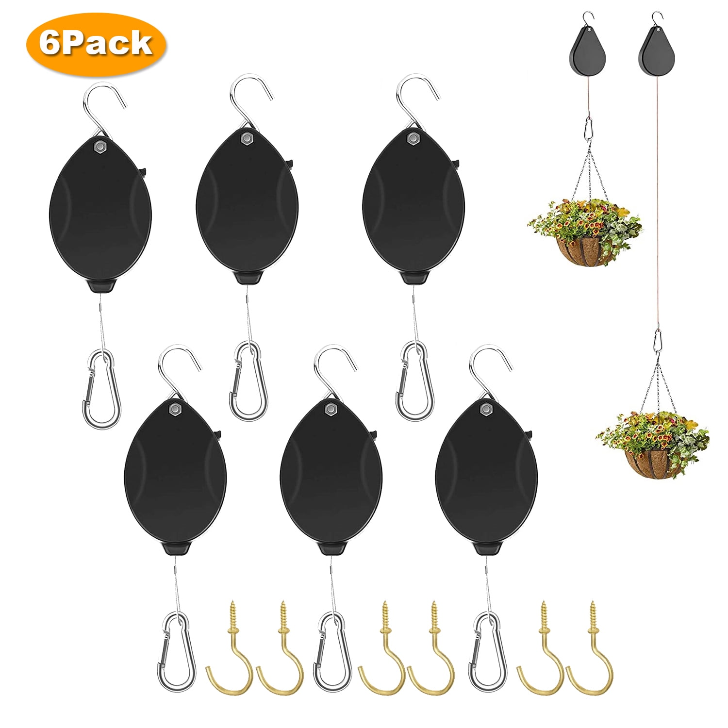 Prociv Upgraded Retractable Plant Hook Pulley, Adjustable Plant Hanging ...