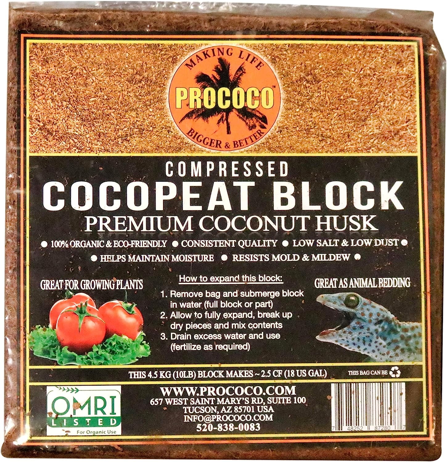 Prococo Cocopeat Compressed Block Premium Coconut Coir Husk Coco Brick ...
