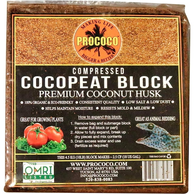 Prococo Cocopeat Compressed Block Premium Coconut Coir Husk Coco Brick Coconut Fiber Substrate ...