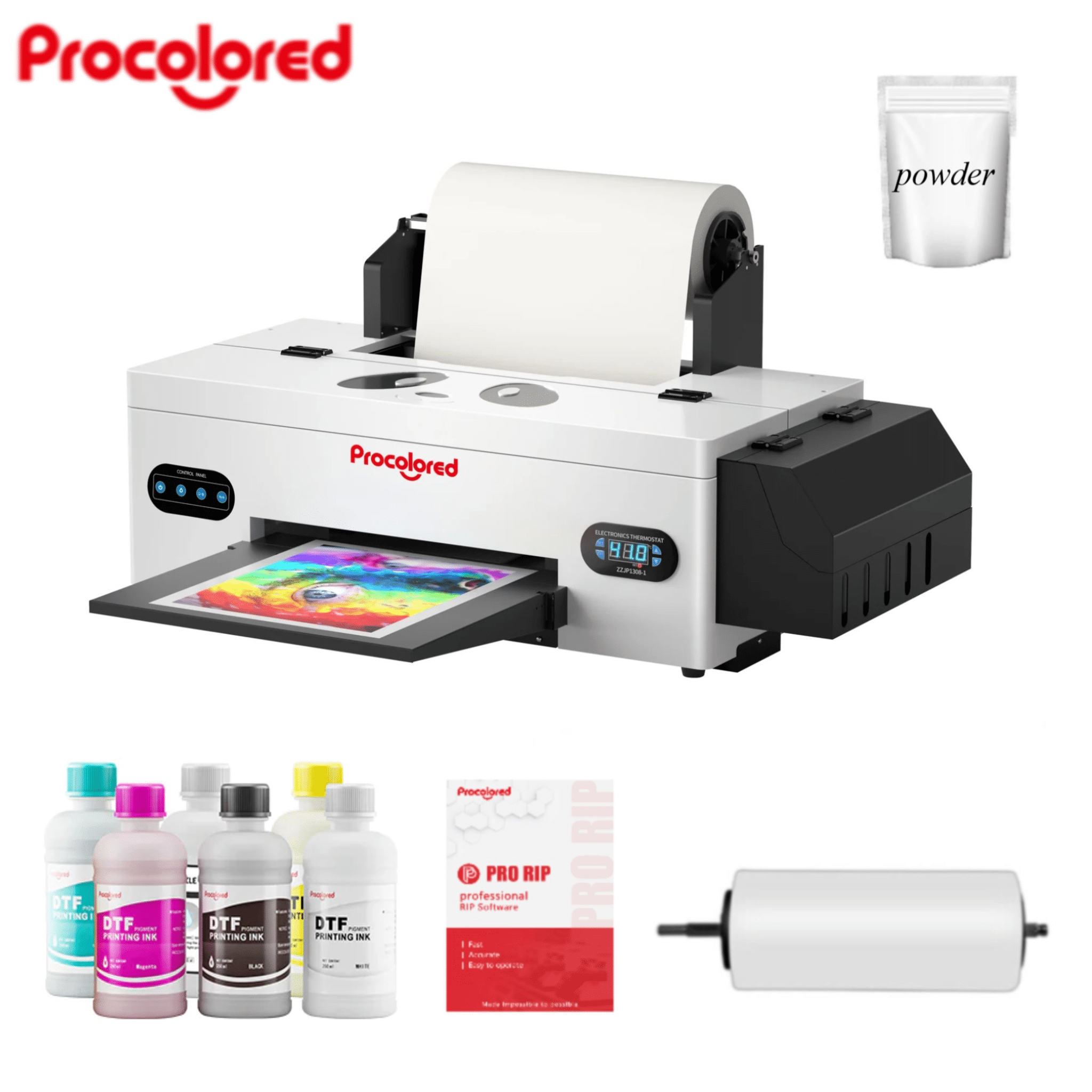 Procolored A3 DTF L1800 Transfer Printer Direct to Film Clothing Printer with Roll Feeder ...