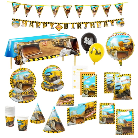 Procos Construction Themed Birthday Party Kit with Plates, Cups ...