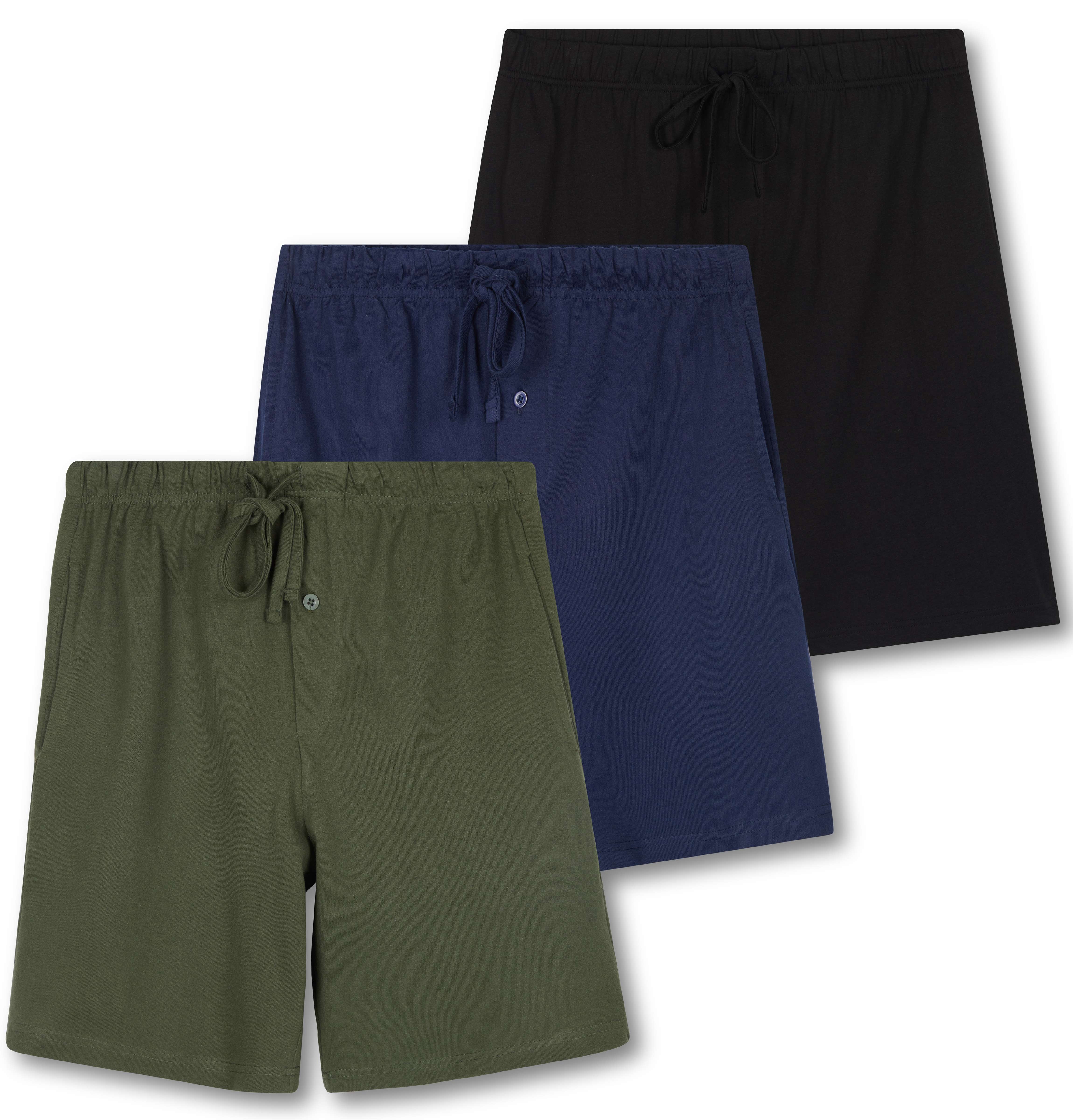 Real Essentials 3 Pack:Mens Cotton Ultra-Soft Knit Sleep Pajama Shorts ...