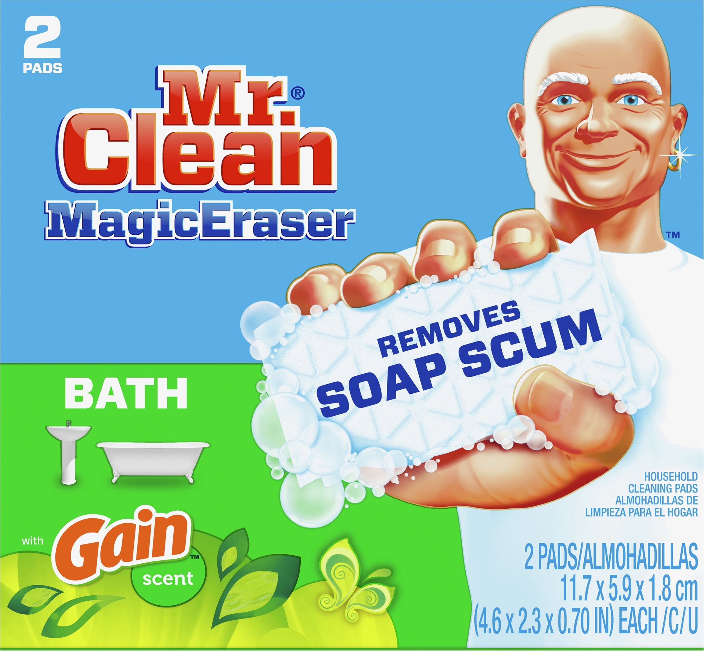 Mr. Clean Magic Eraser Bath Cleaning Pads, Gain Scent, Durable Soap ...