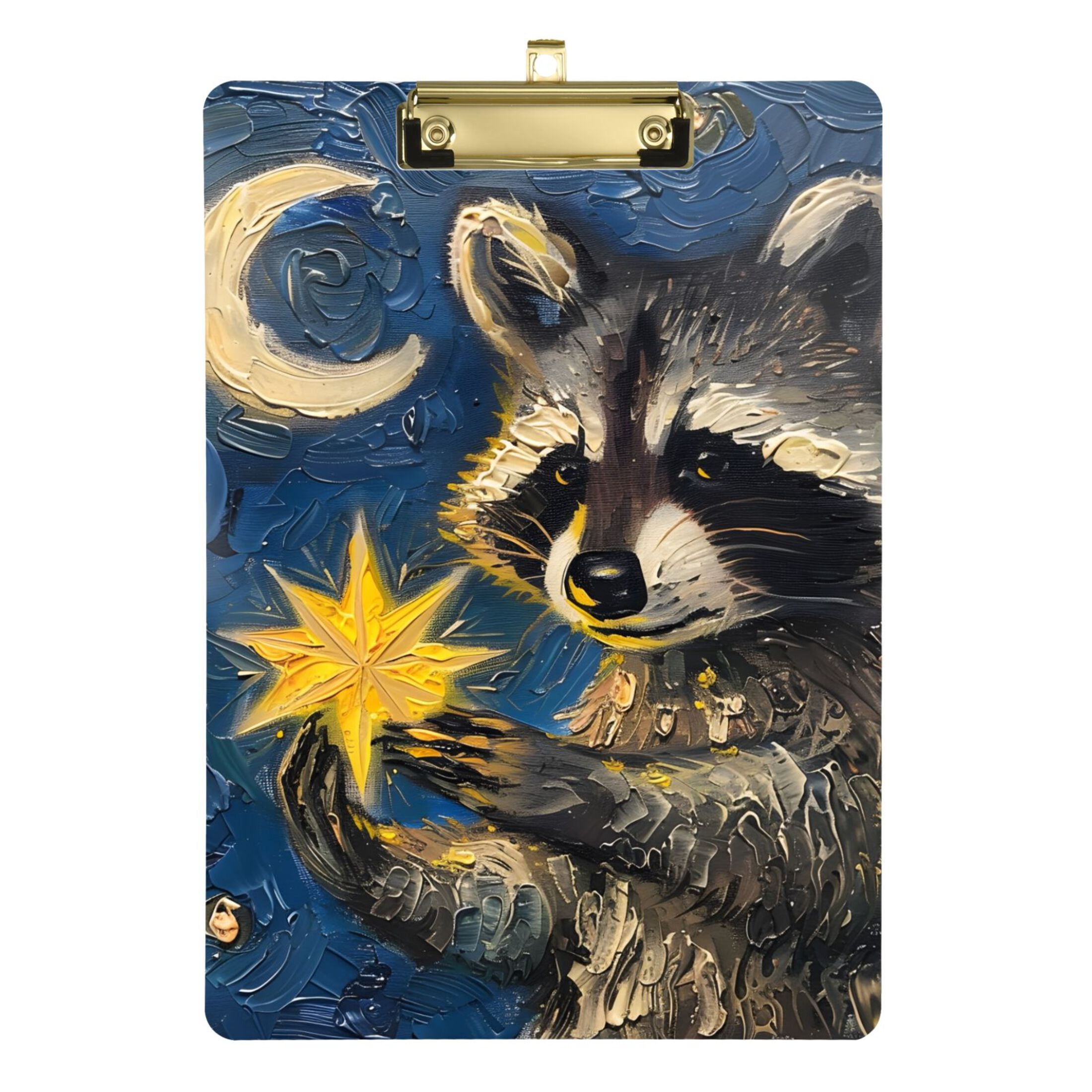 Procyon Lotor in Starry Night Style Acrylic Clipboard Drawing Board ...