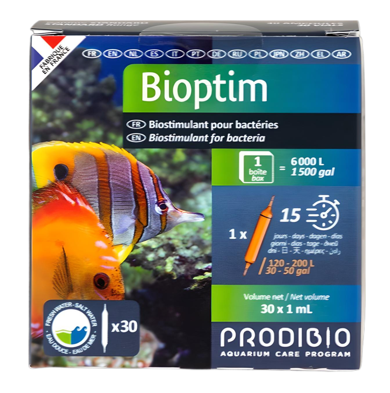 Prodibio Bioptim, Nutrients for Bacteria, Saltwater, 30/1 mL vials, 30 ...