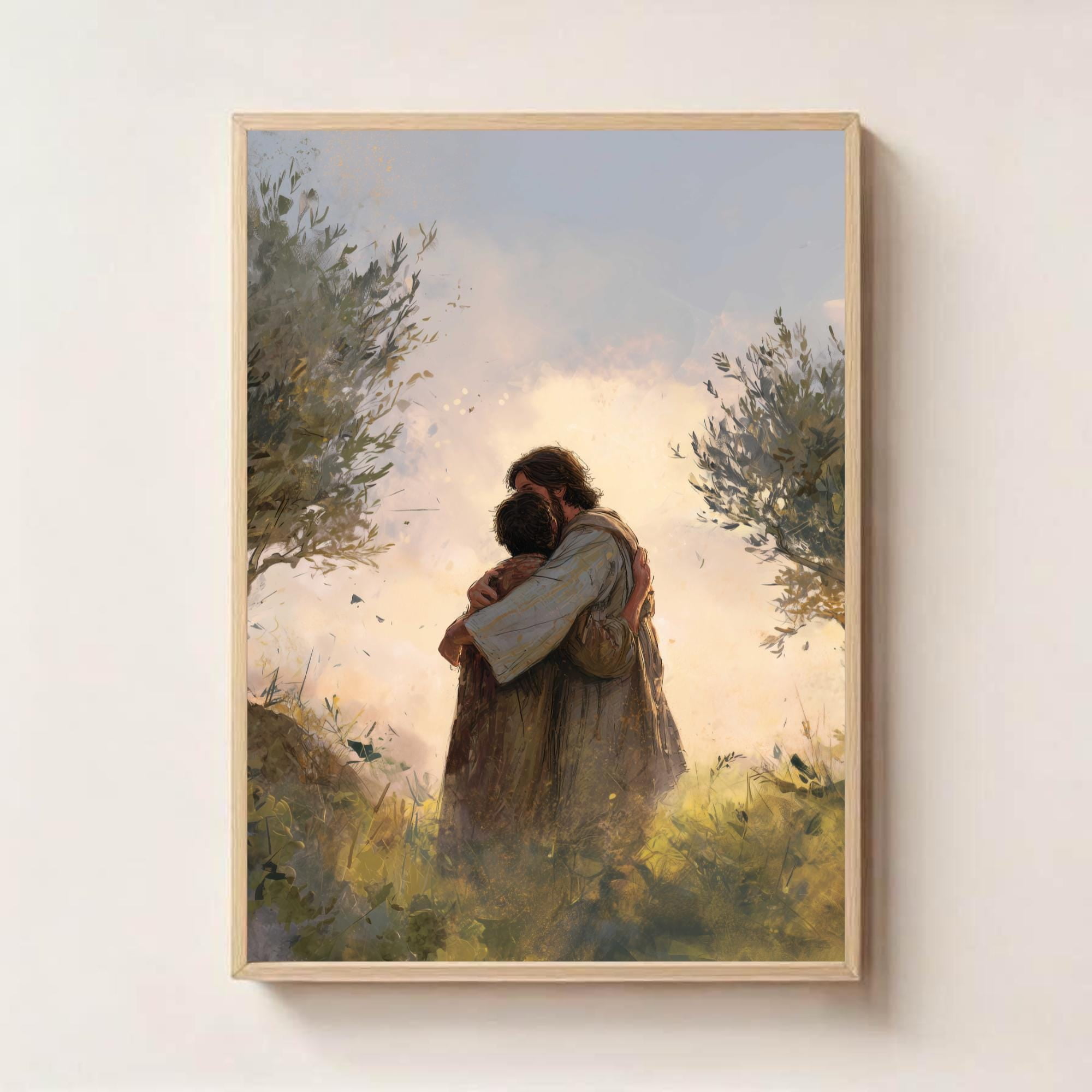 Prodigal Son Parable Print, Jesus Forgiveness Wall Art, Bible Story ...
