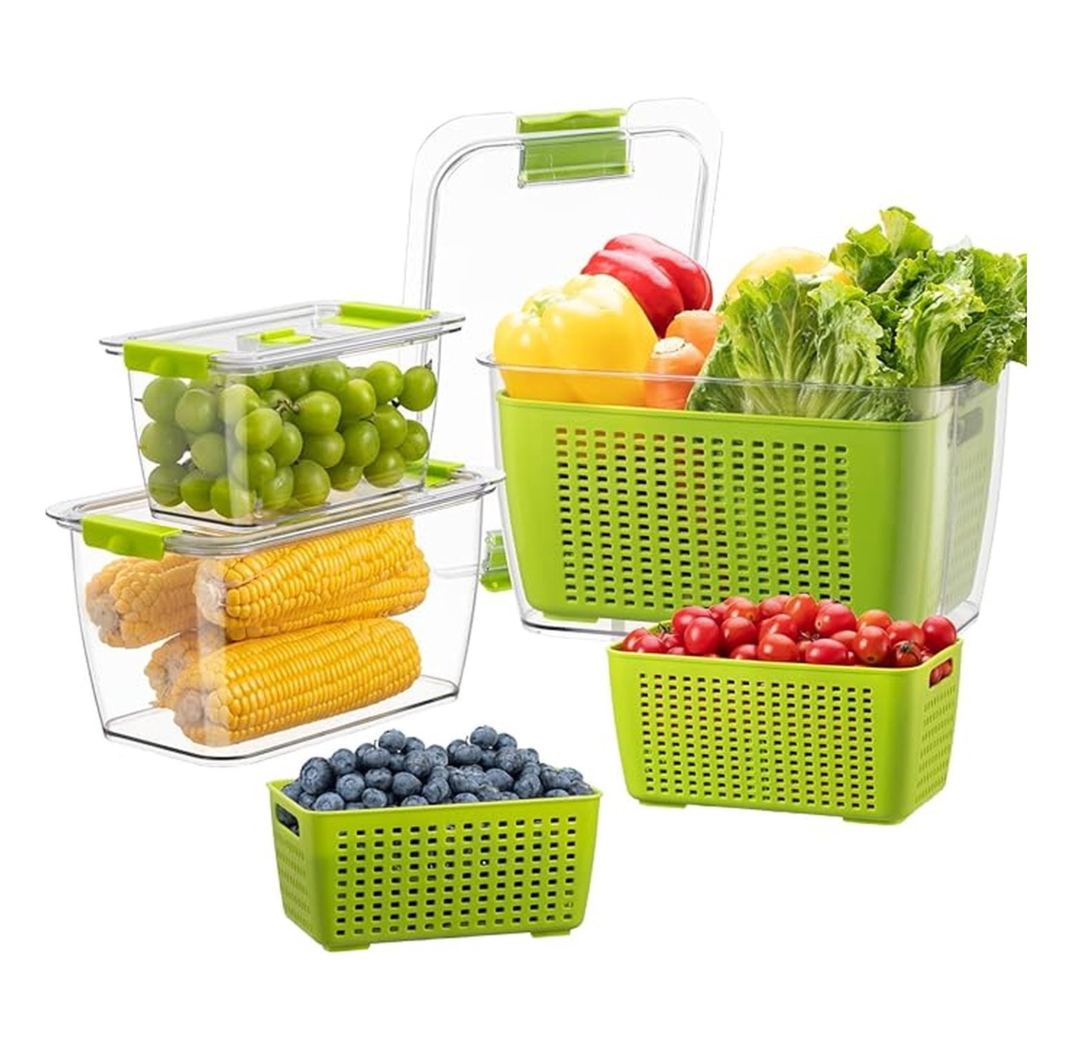 Produce Saver Containers 3PACK, BPA Free Fridge Organizers for Fruits ...