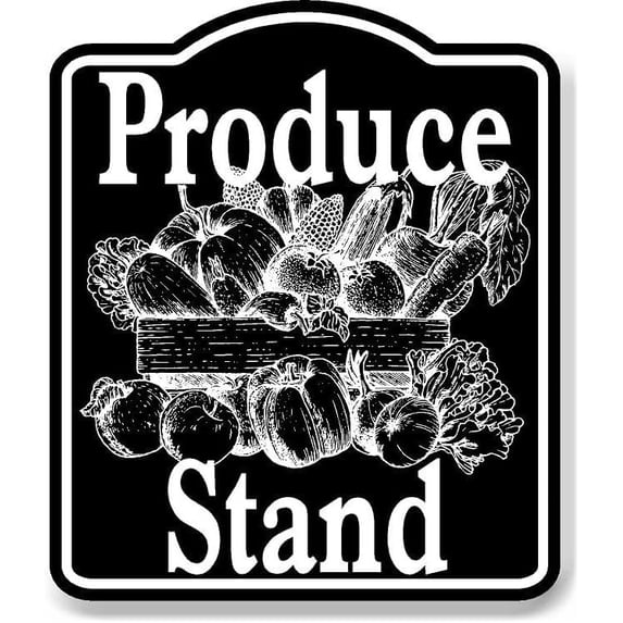 Produce Stand Fruit Vegetables BLACK Aluminum Composite Sign, 15"x18 ...