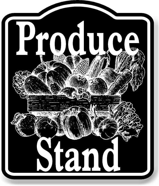 Produce Stand Fruit Vegetables BLACK Aluminum Composite Sign, 8.5"x10 ...