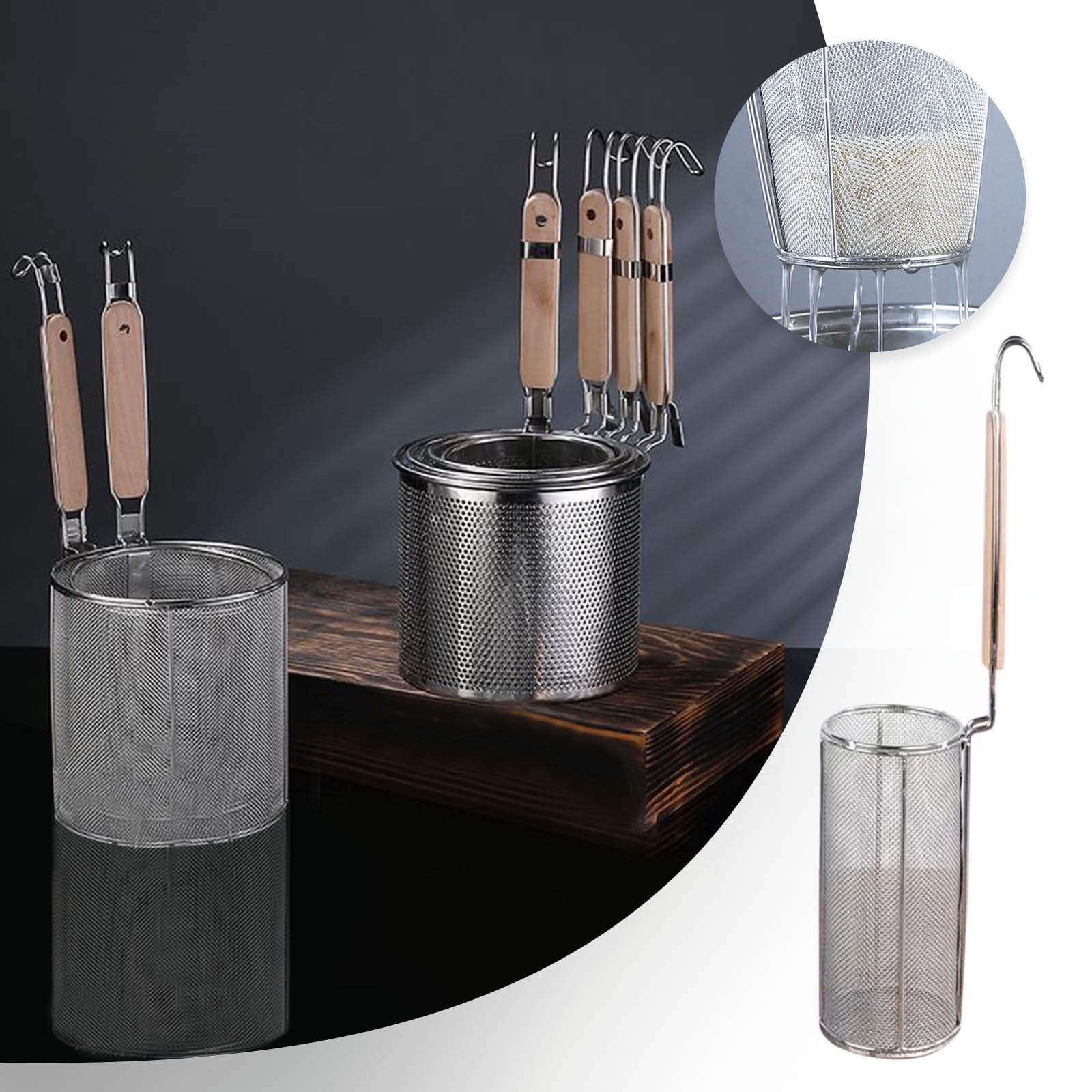 Product Class Strainers Stainless Steel Strainer With Wood Handle Fine ...