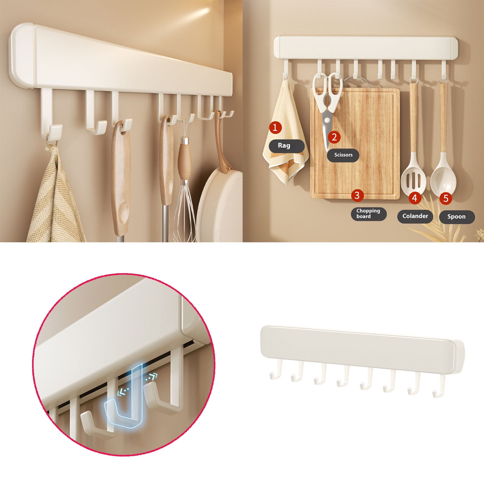 Product Hook Mount Kitchen Utensil Organizer Wall Shelf No Drill ...