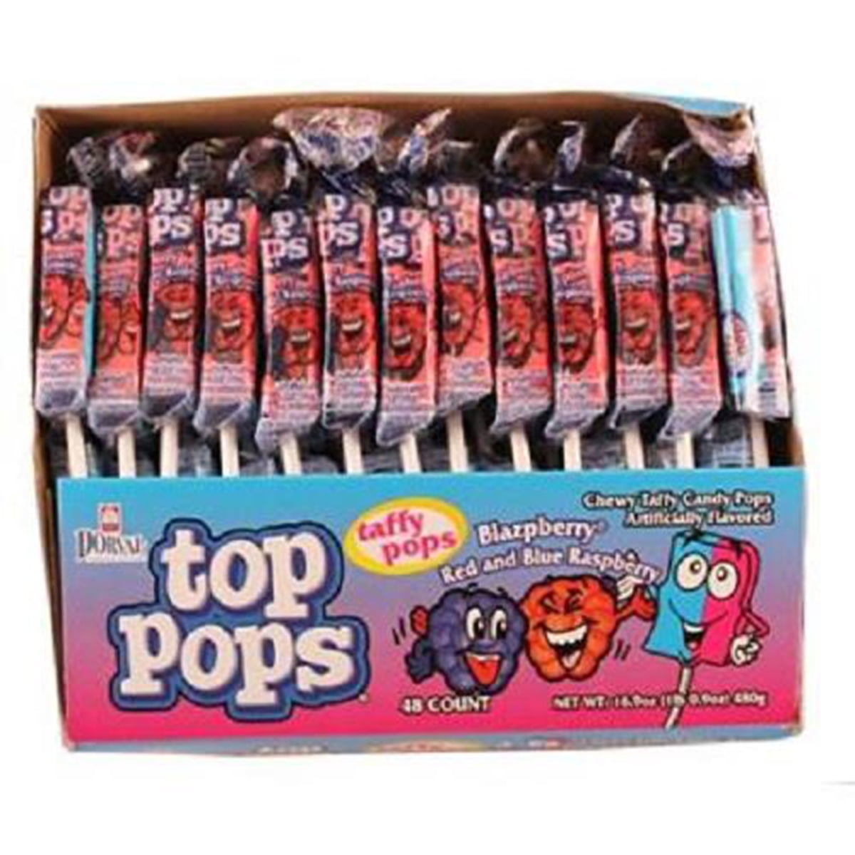 Top Pops Blazpberry Red & Blue Raspberry Lollipops, 48 Count - Sugar ...