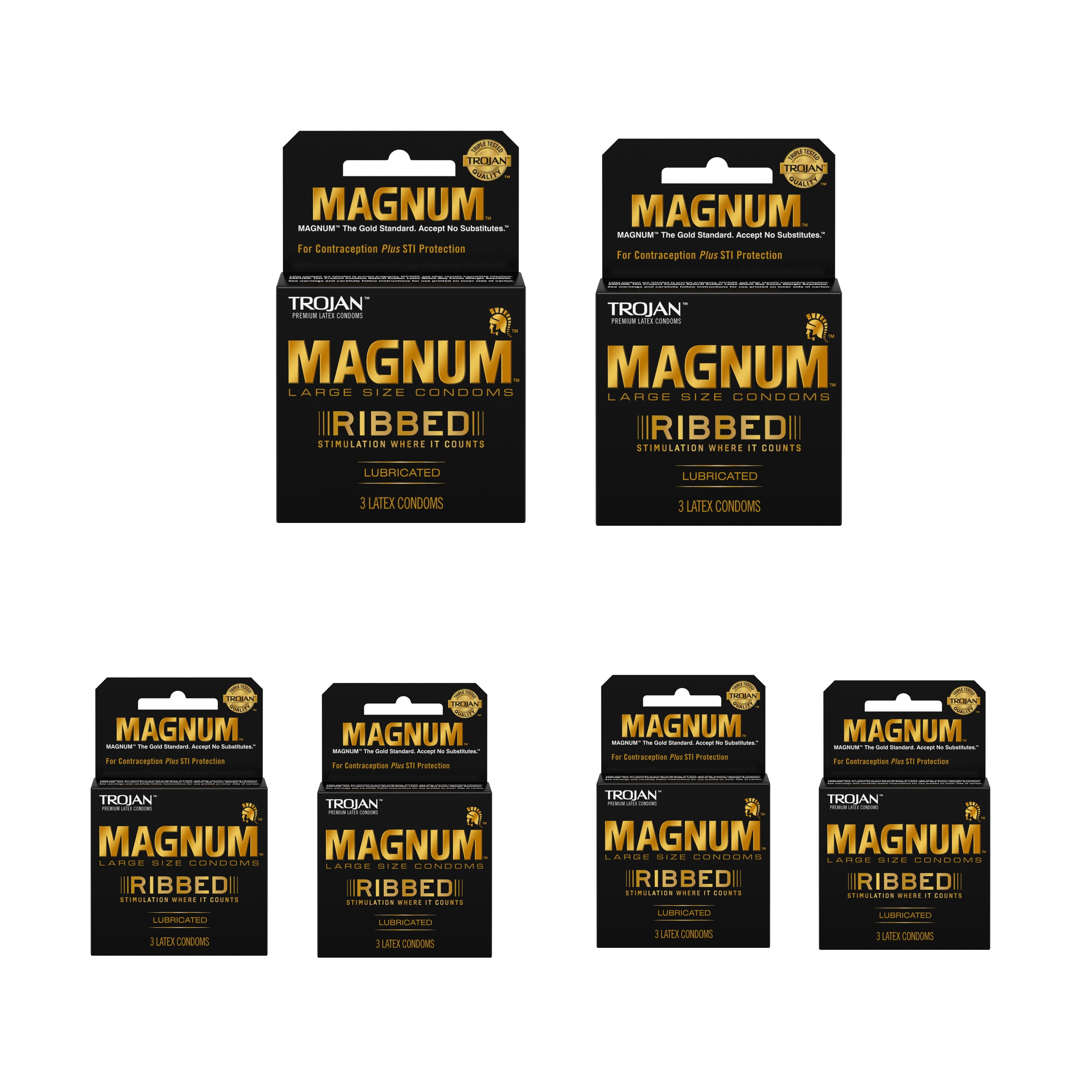 Product Of Trojan, Magnum Ribbed Lubricated, Count 6 (3Pk) - Birth ...