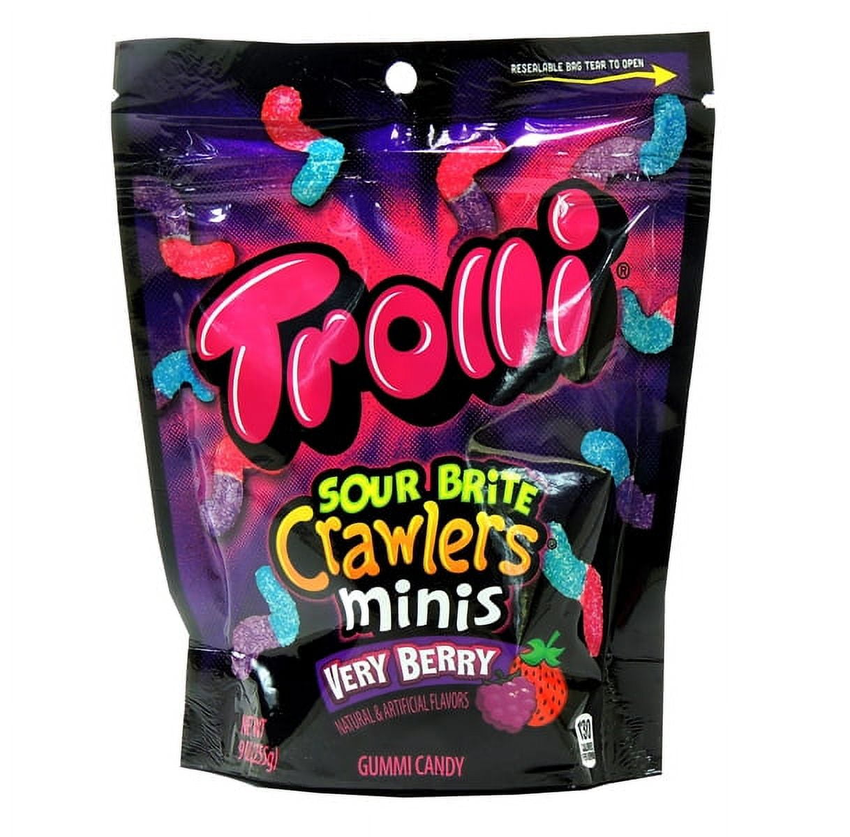 Product Of Trolli, Mini Sour Brite Crawler Very Berry - Pouch, Ct 1 (9 ...
