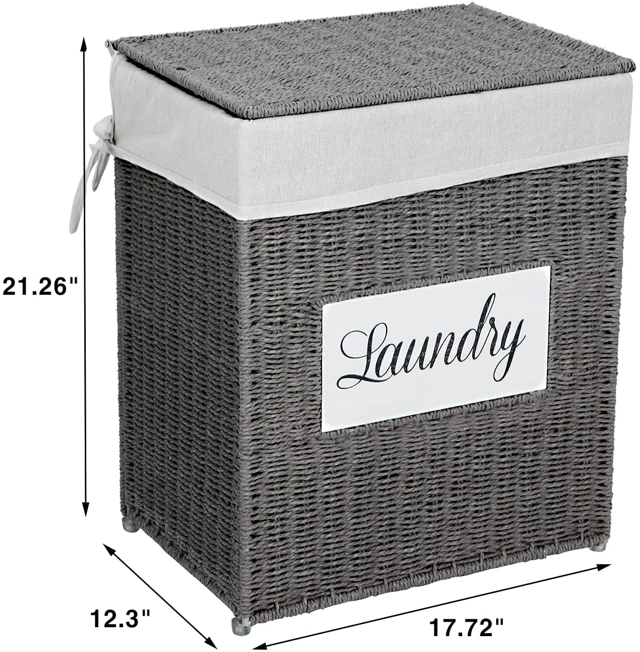 Product Title:Grey Laundry Hamper with Lid, Handles, and Liner Bag ...