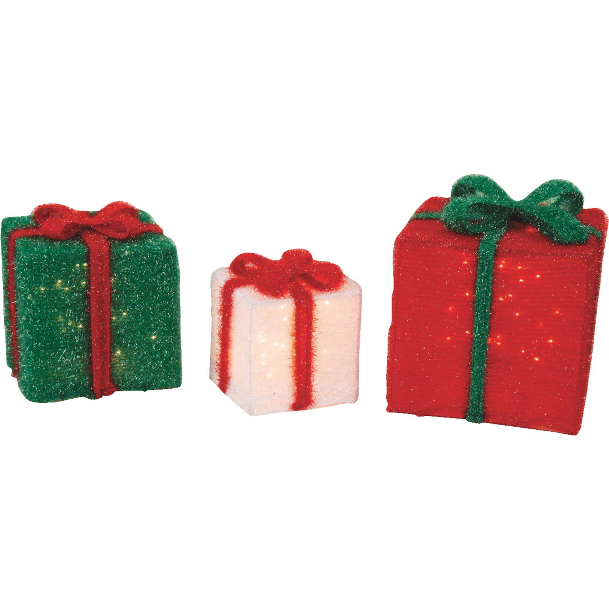 Product Works 3D Tinsel Presents Holiday Figure, Set of 3 Indoor ...