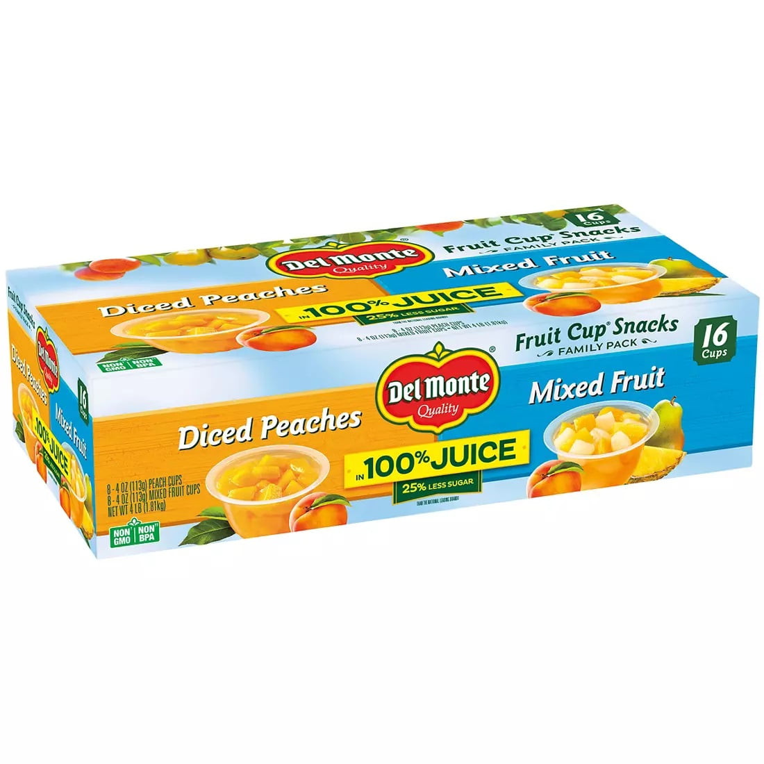 Product of Del Monte Diced Peaches and Mixed Fruit Cups 16 Pk. 4 oz ...