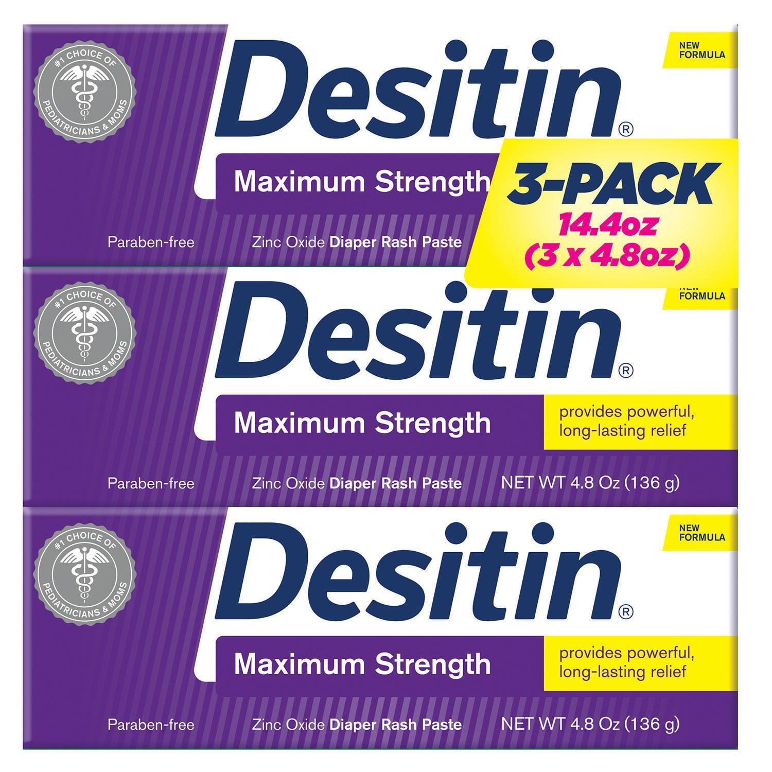 Desitin Maximum Strength Diaper Rash Cream Paste 4.8 oz, 3 Pk ...
