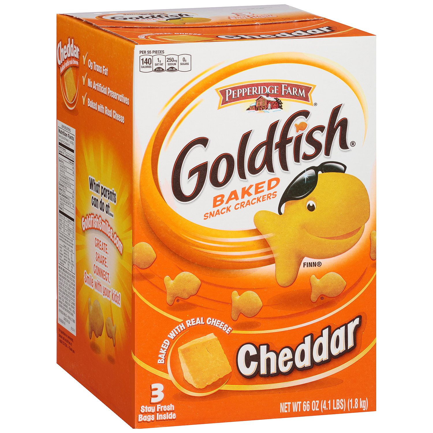 Pepperidge Farm Goldfish Cheddar Baked Snack Crackers, 3 ct. Fish Pack ...