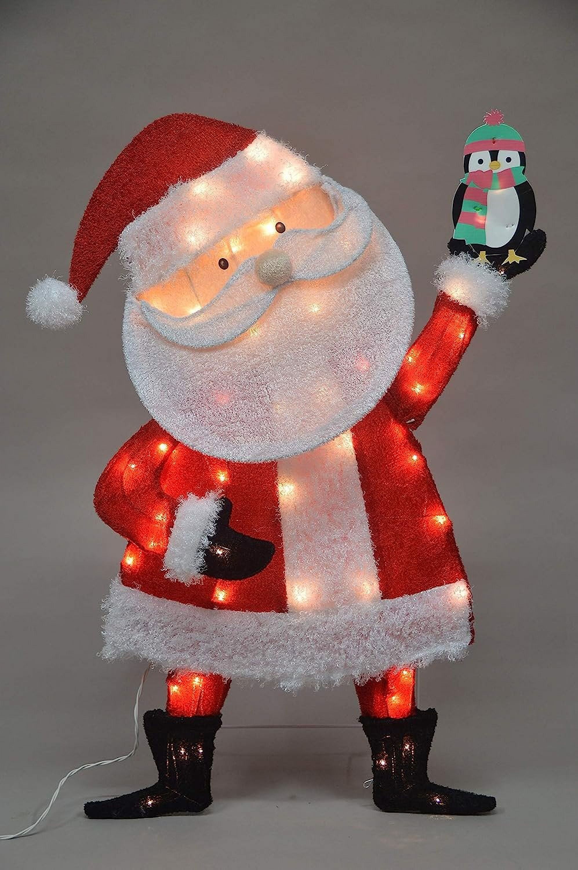 ProductWorks 32-Inch Pre-Lit Candy Cane Lane Santa Claus Christmas Yard ...