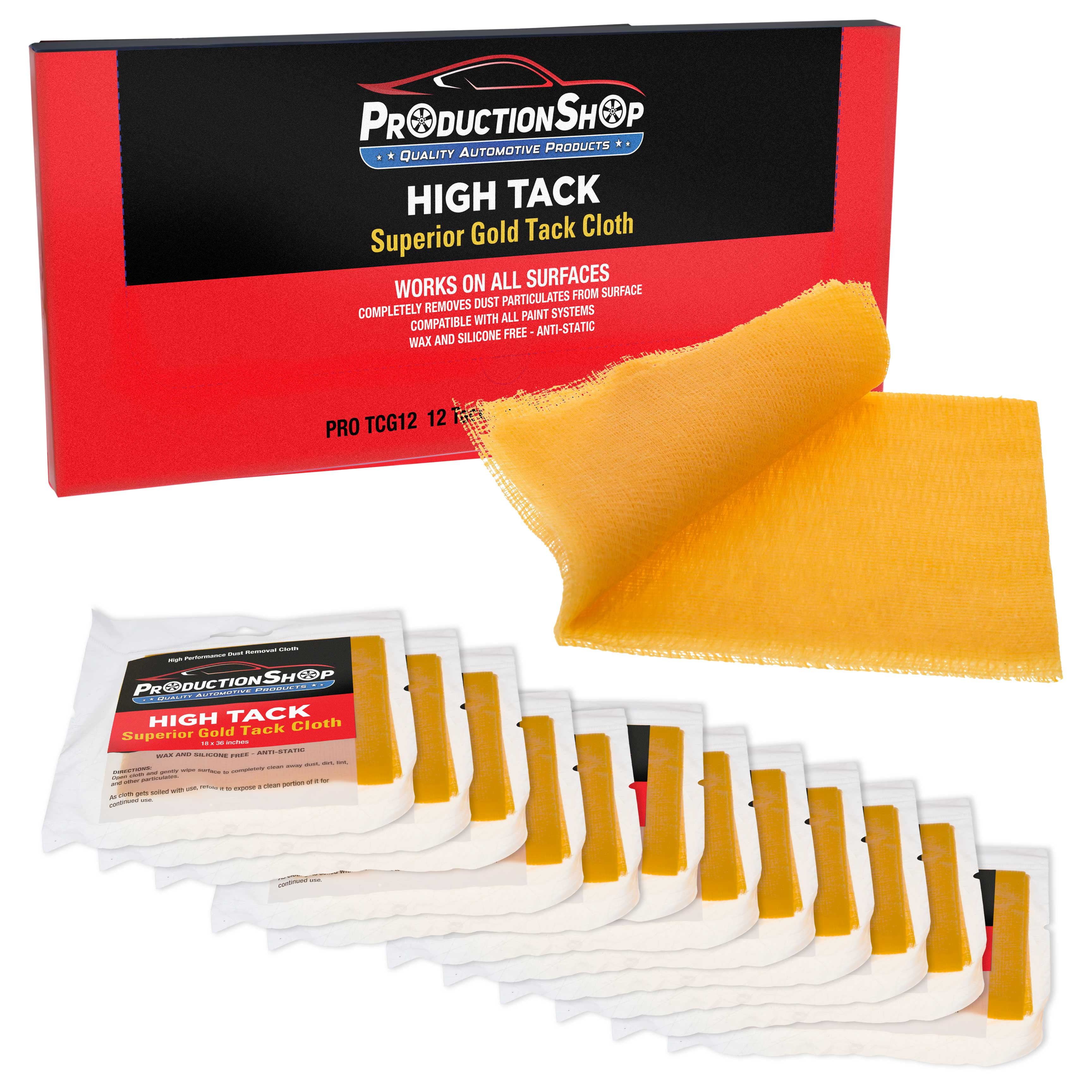 ProductionShop - High Tack Superior Gold Tack Cloths, Box of 12 ...