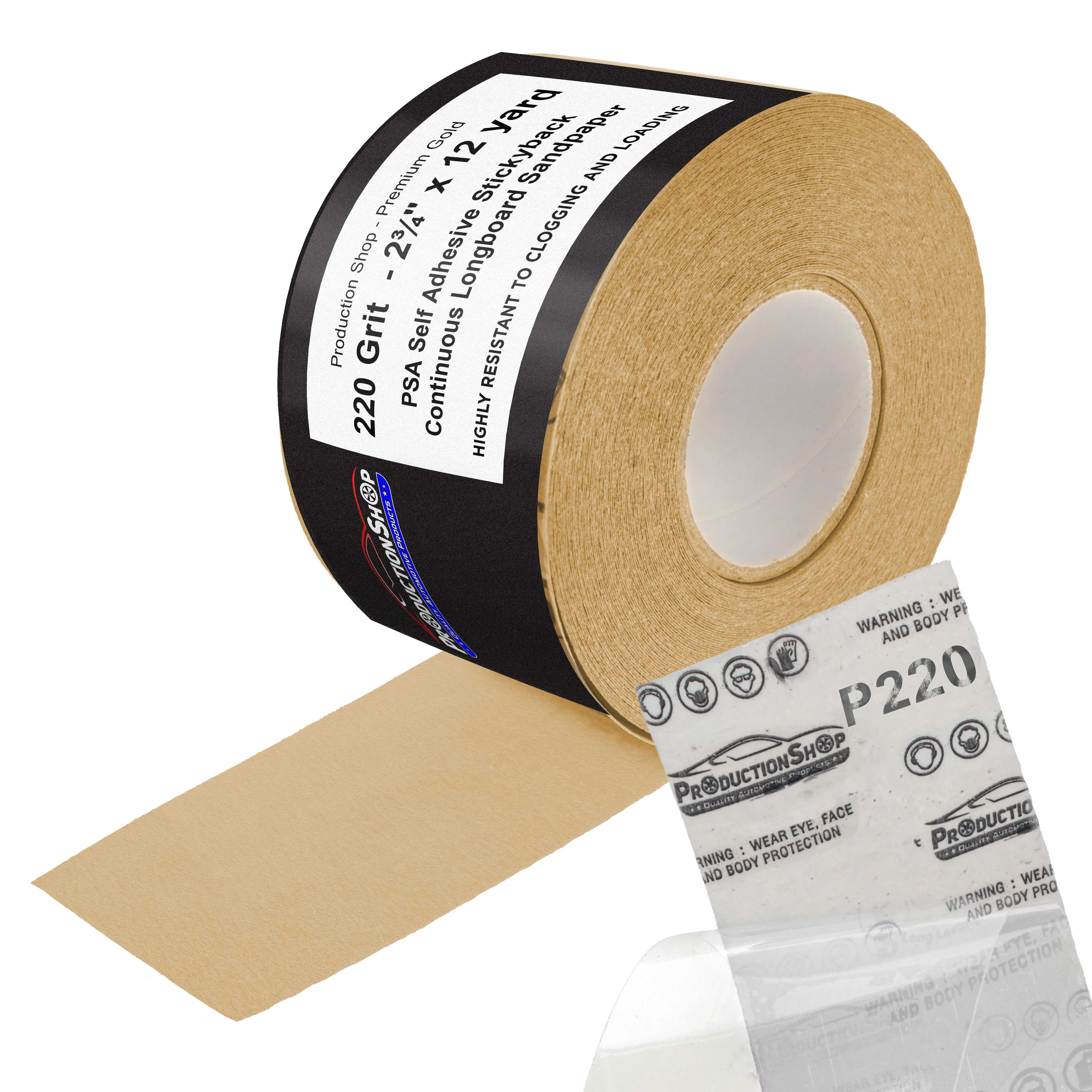 ProductionShop Premium 220 Grit PSA Gold Longboard Sandpaper, 2-3/4 ...