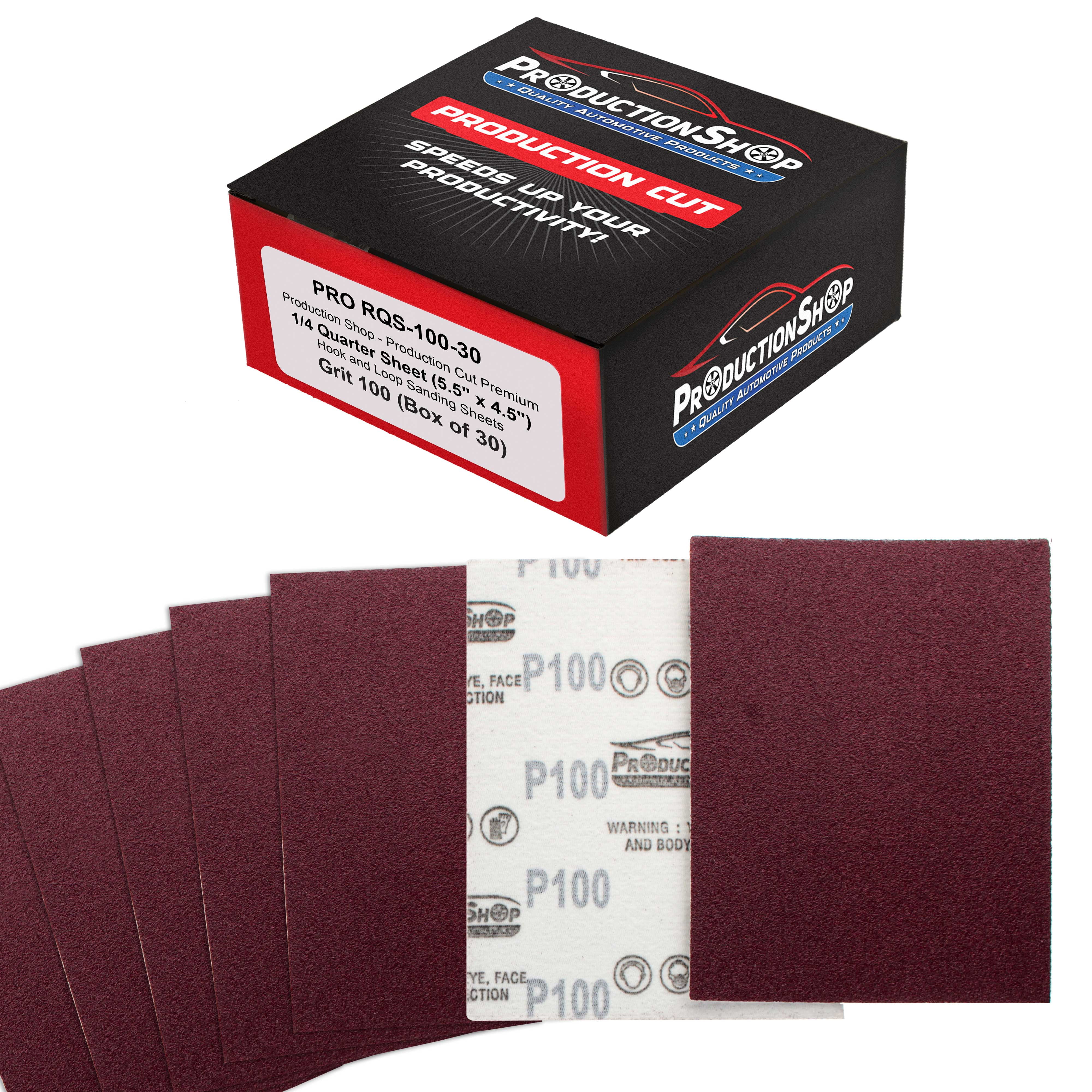 ProductionShop Red 100 Grit 1/4 Sheet Size Red Sanding Sheets, Box of ...